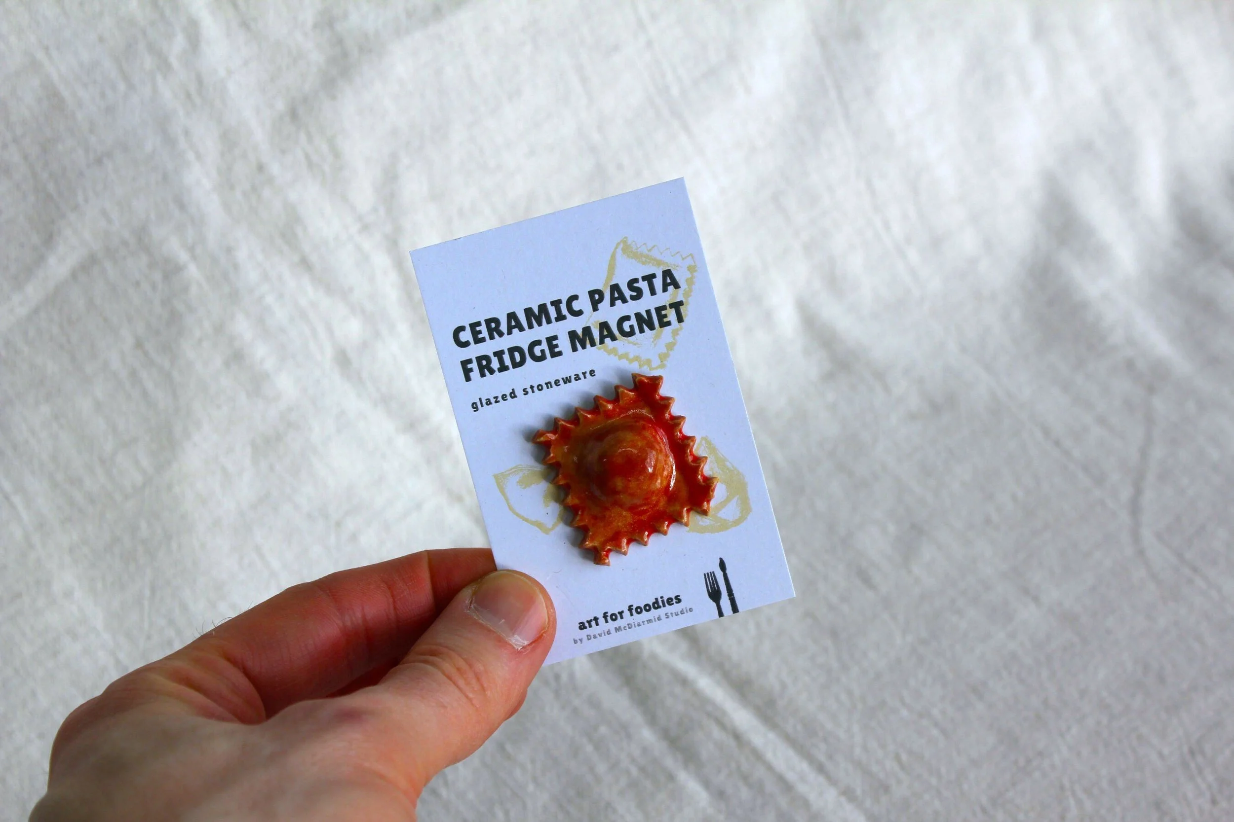 Raviolini Ceramic Pasta Fridge Magnet in Tomato Sugo Glaze — David ...