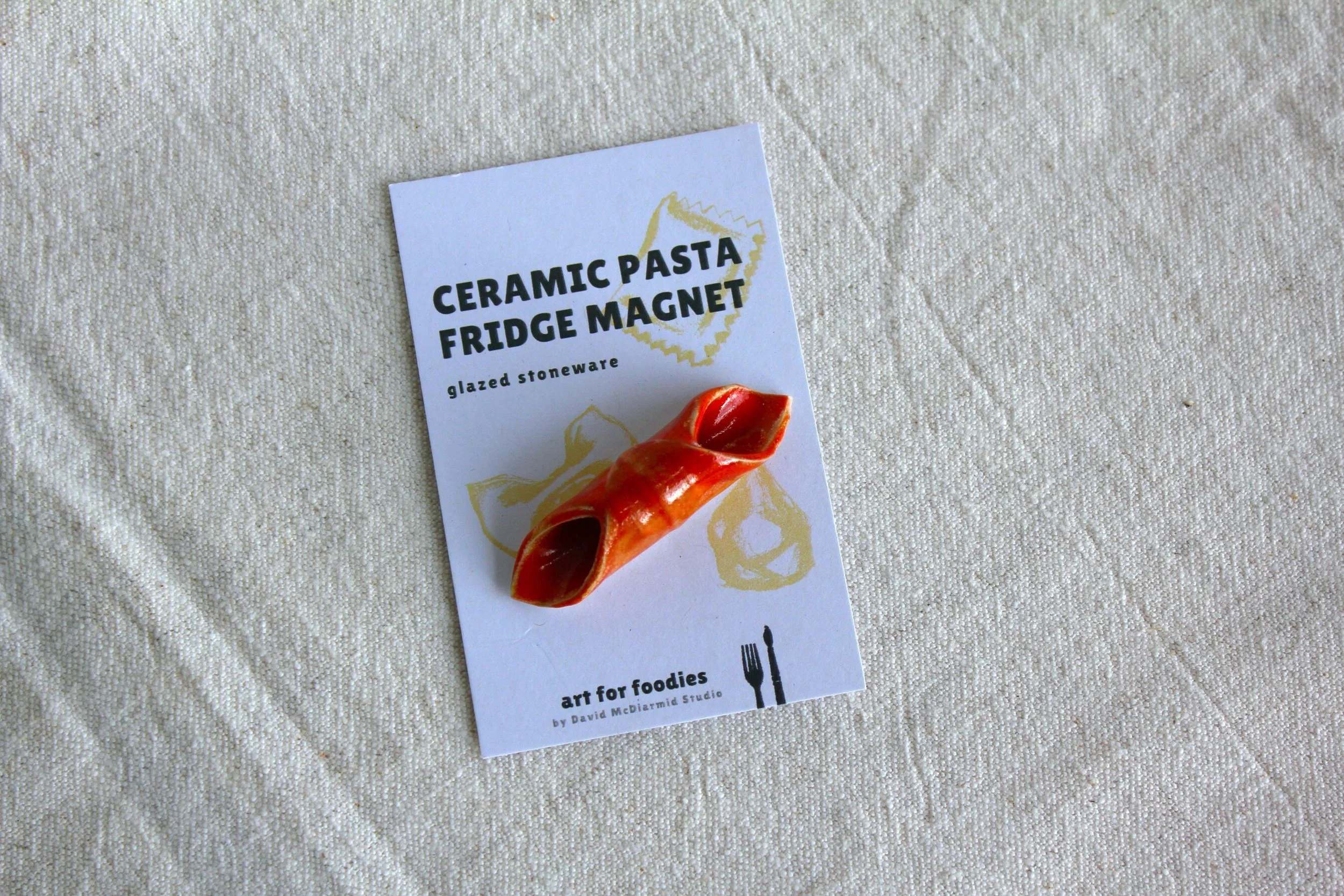 Garganelli Ceramic Pasta Fridge Magnet in Tomato Sugo Glaze — David ...