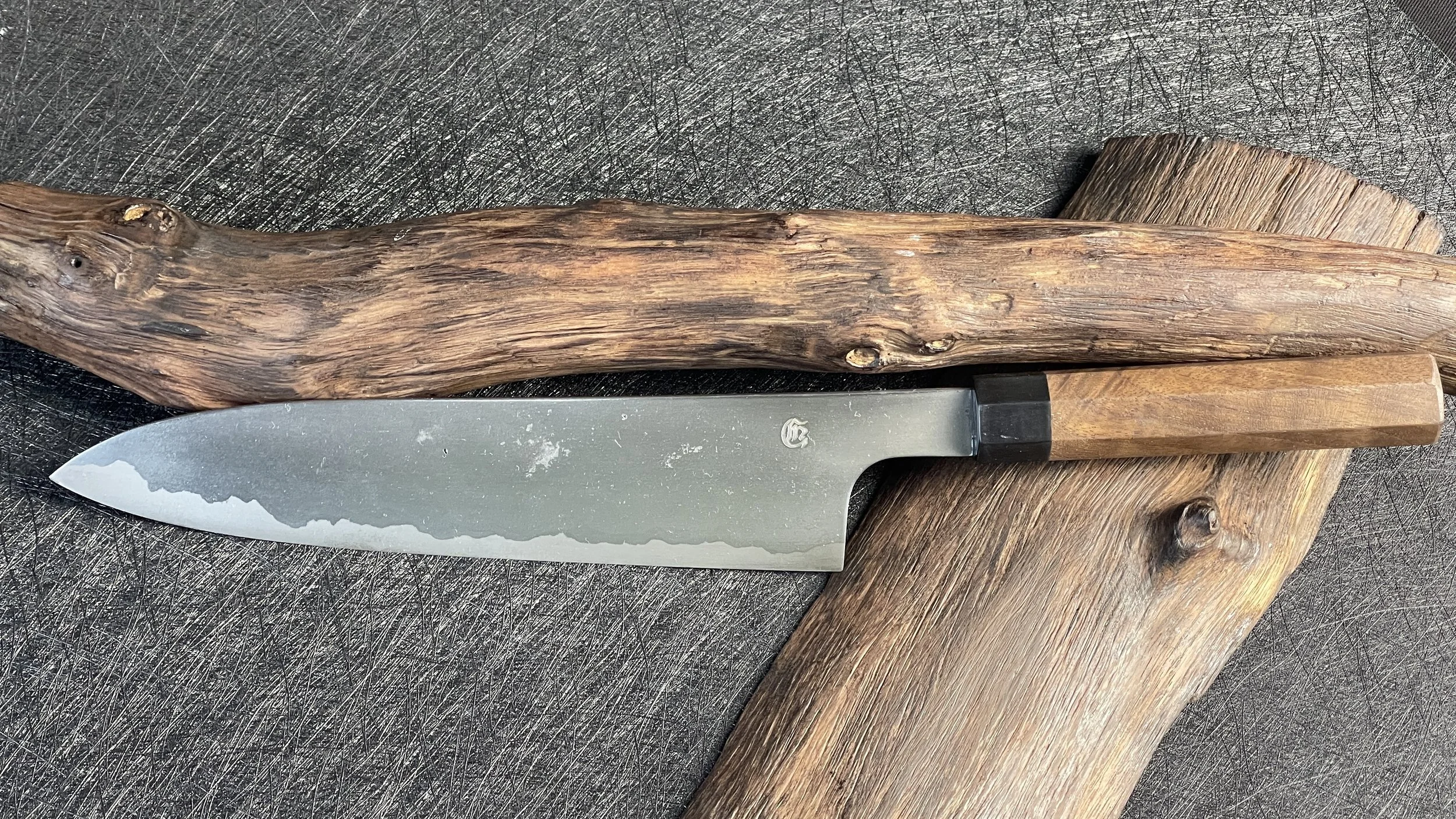 Handmade Hunting Knife with San Mai Technique, Damascus Steel, and ...