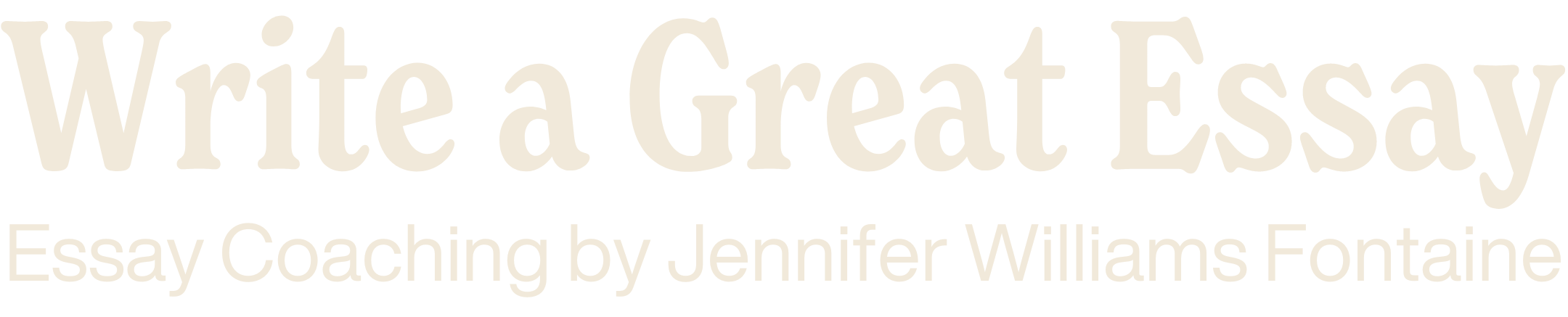 Essay Coaching with Jennifer Williams Fontaine