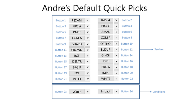 How Andre Sets Up Quick Picks in Eaglesoft: The Buttons in the Chart ...