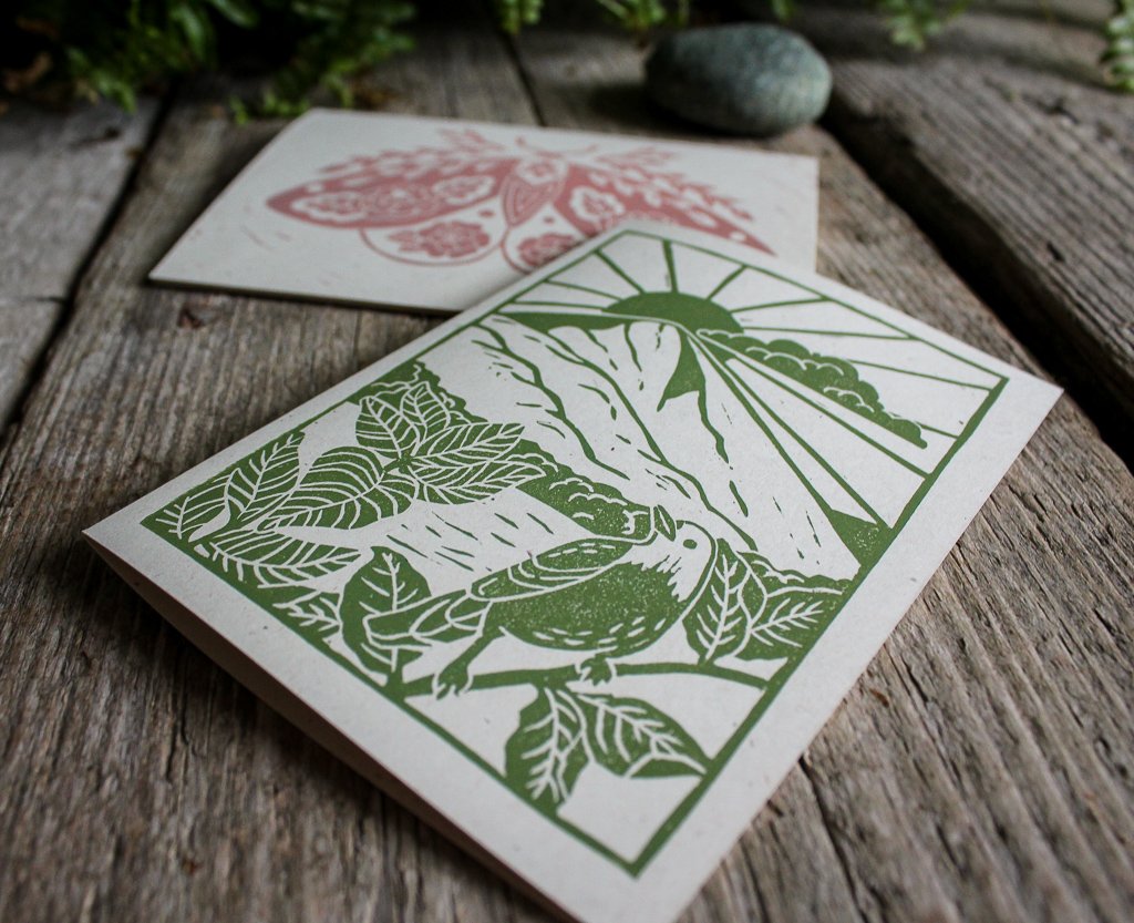 Misprinted Mind | Lino Printed & Embroidered Greeting Cards