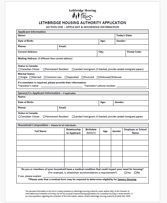 Apply Today — Lethbridge Housing Authority