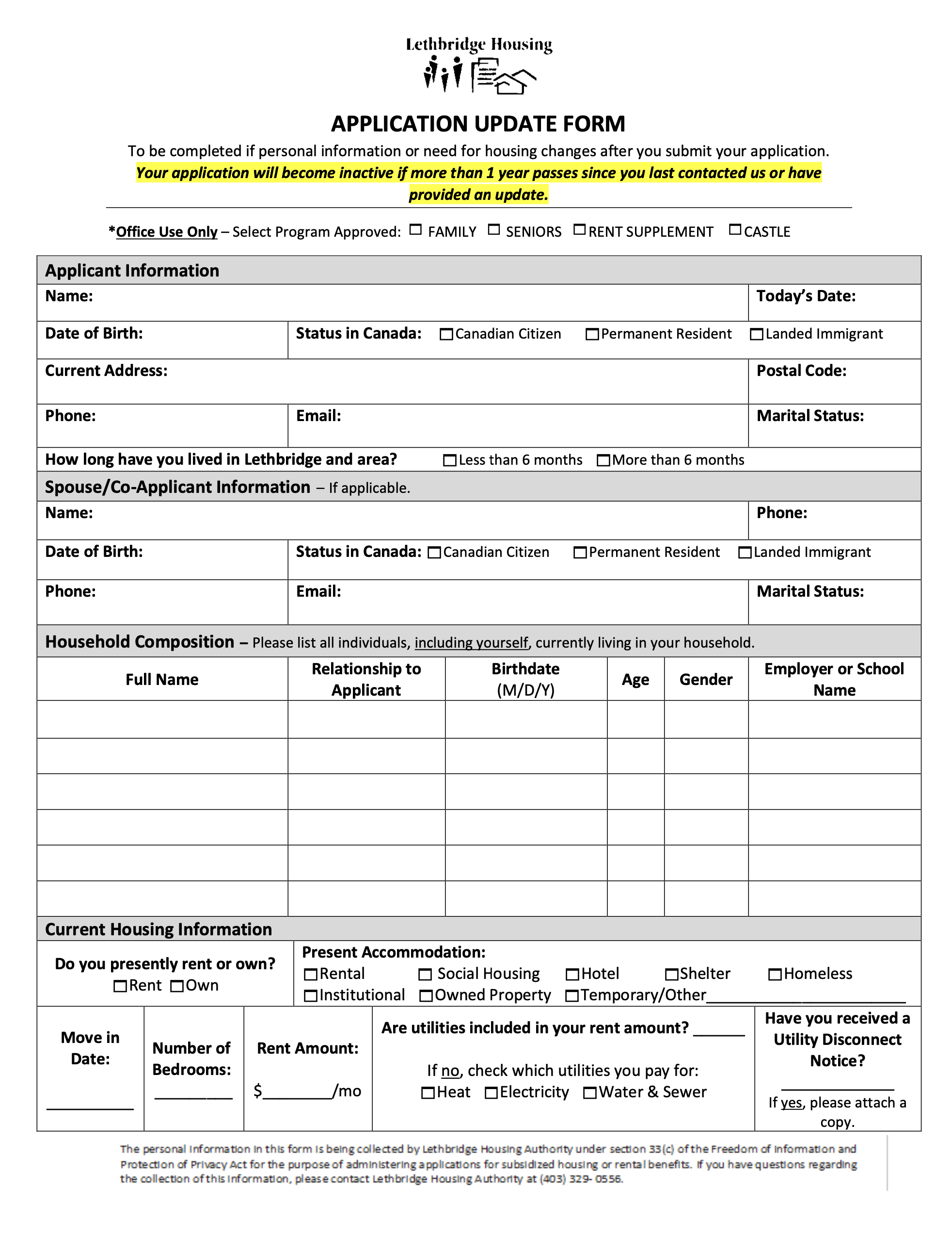 Apply Today — Lethbridge Housing Authority
