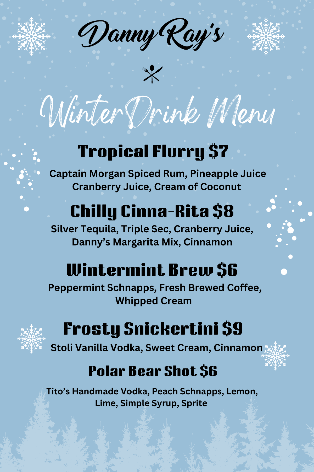 Danny Ray's Full Liquor Menu — Danny Ray's Food & Spirits