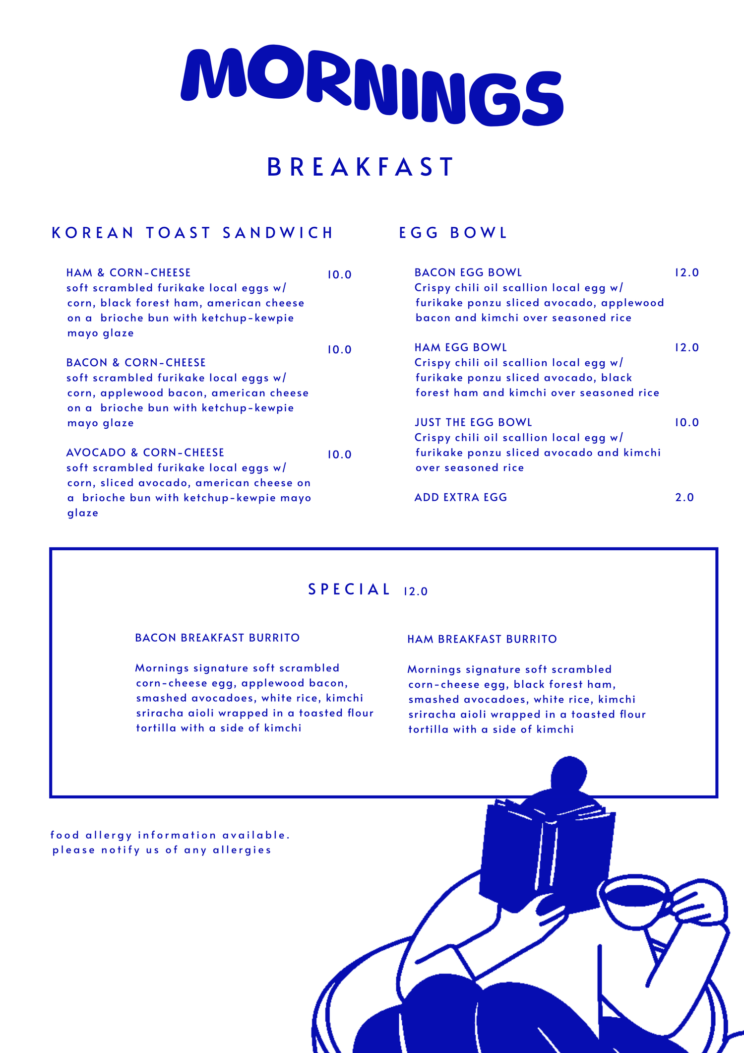 Menu Sneak Peek — Open Thursday-Monday 7AM-2PM