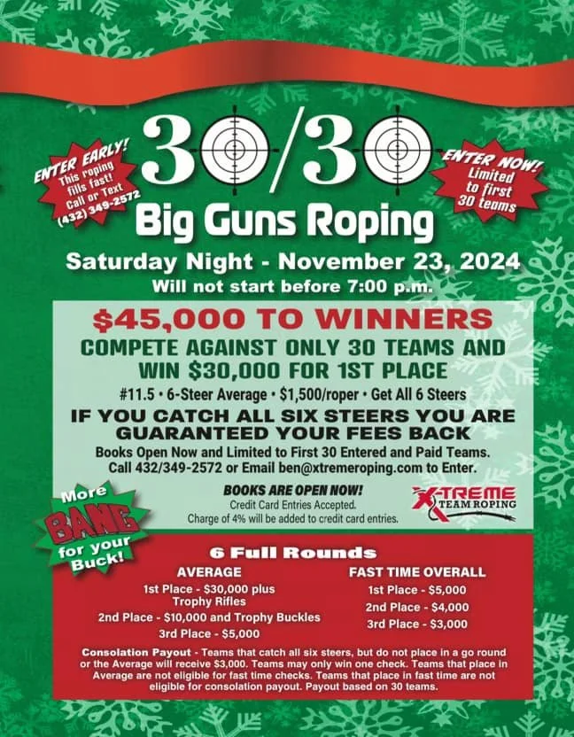 Xtreme Jingle Bell Classic Team Roping at 377 Arena in Stephenville, TX ...