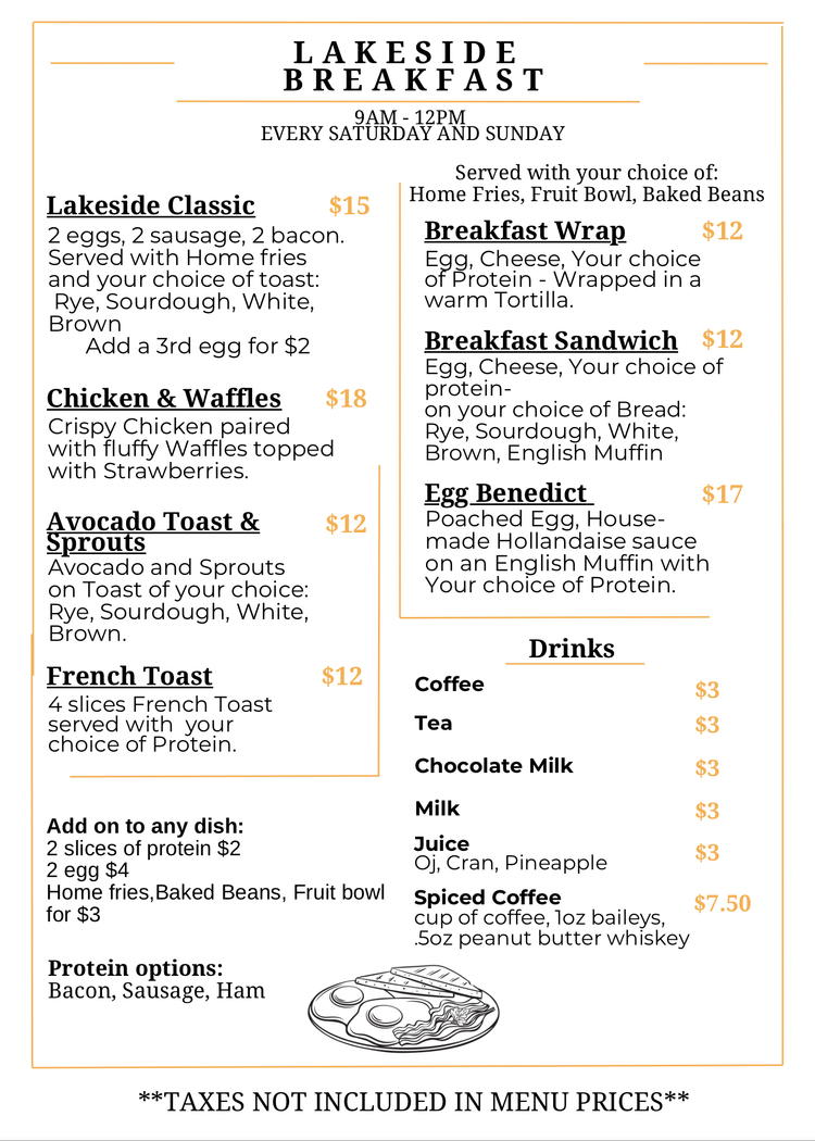 Menu — Lakeside Bar and Tattoo