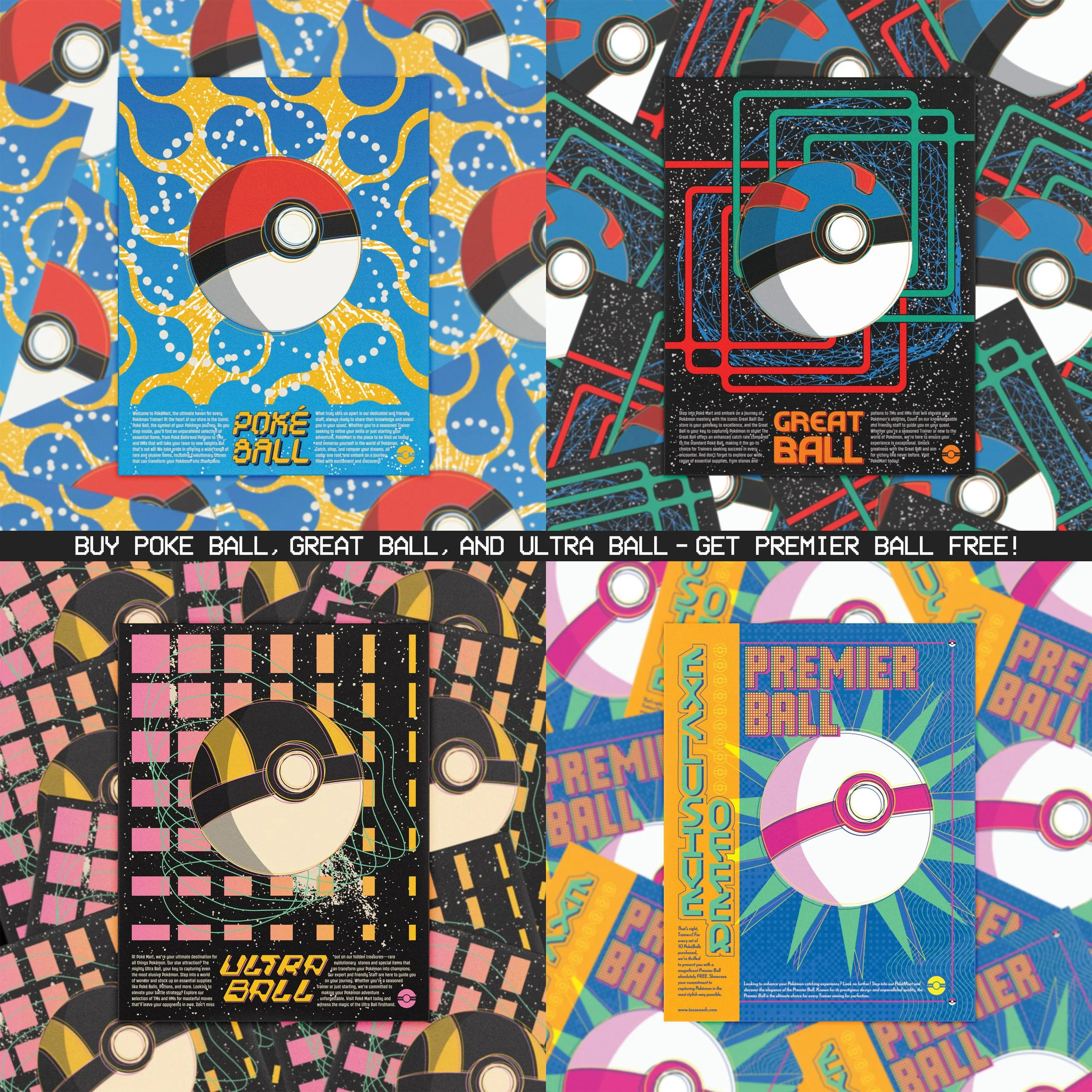 Premier Ball Pokémon Advert Poster Print — Tacoroach