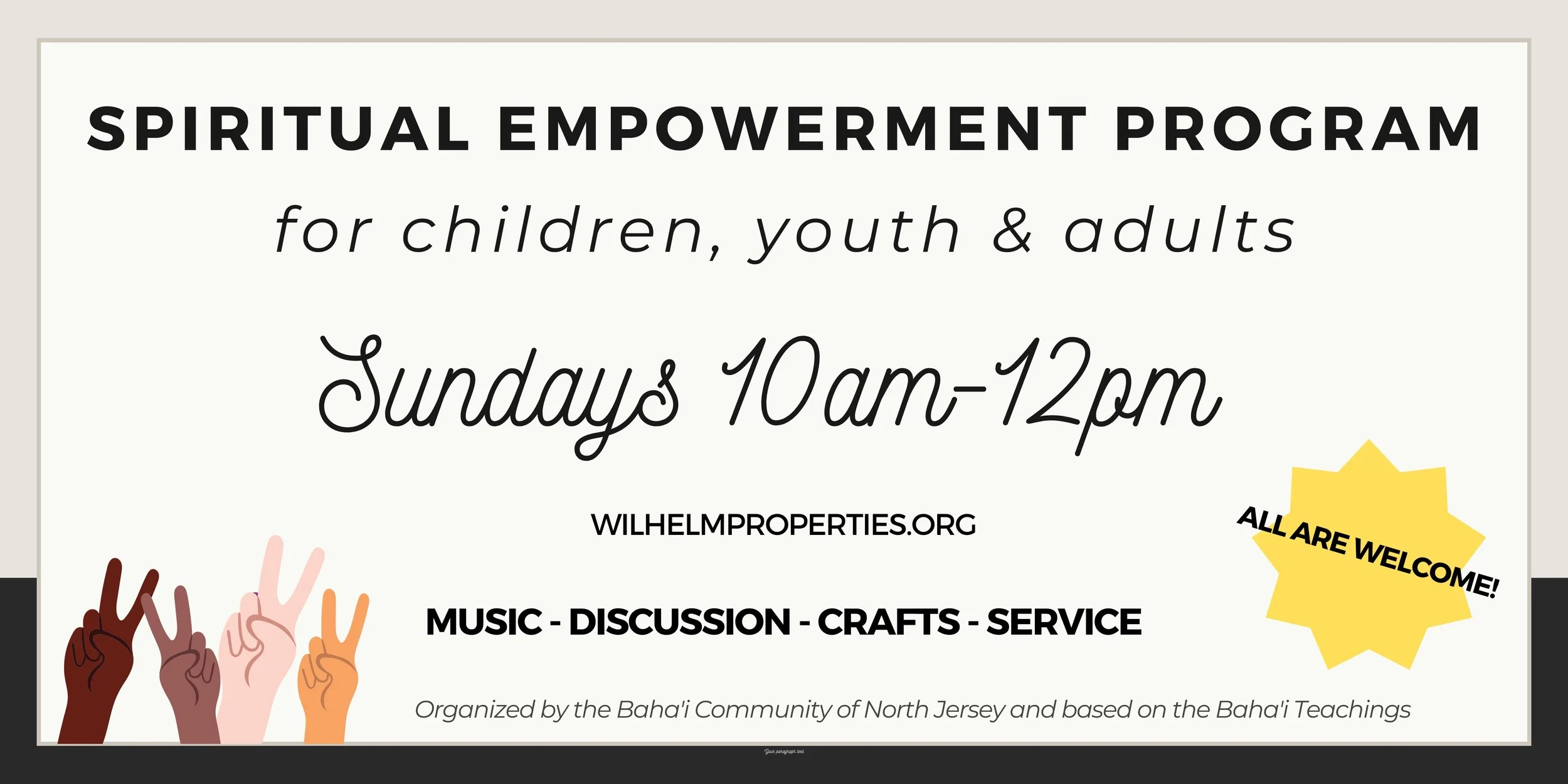 Weekly Sunday Spiritual Empowerment Program — North Jersey Baha'i Community