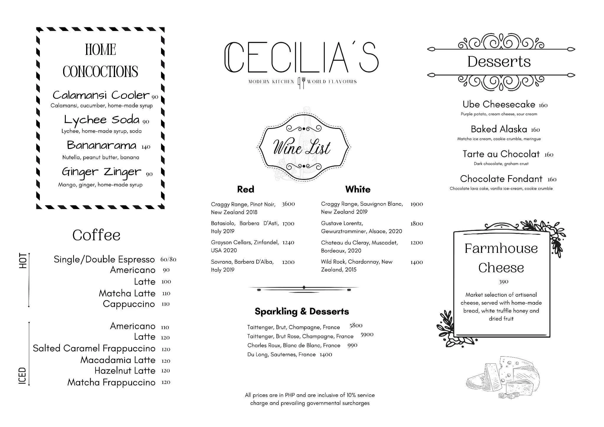 Cecilias Menu | Explore Our Menu Today — Fernando's Hotel