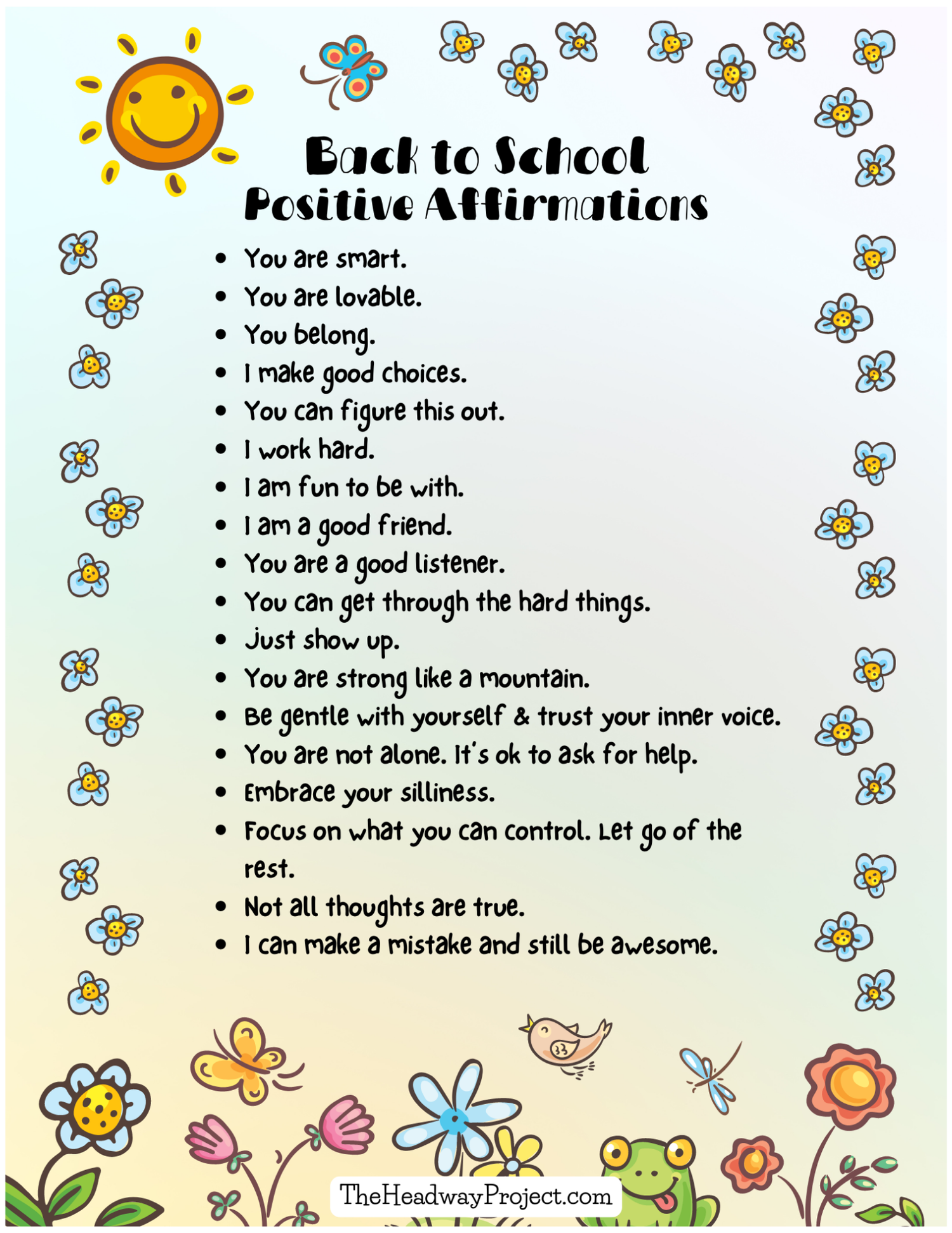 Quick Positive Self Talk Activity — Headway