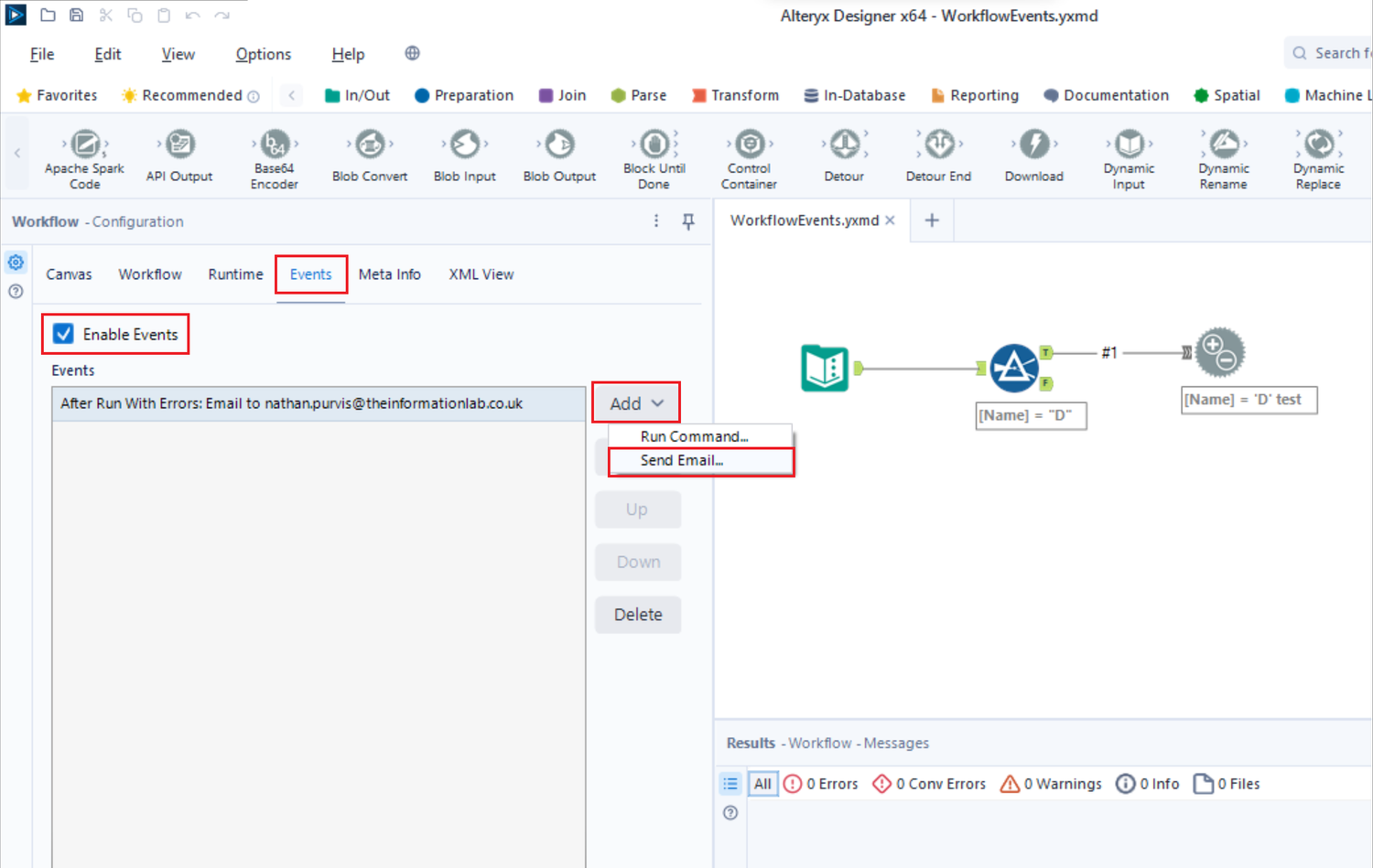 Alteryx workflow events: How to set up automatic emails for various workflow outcomes — Databasyx