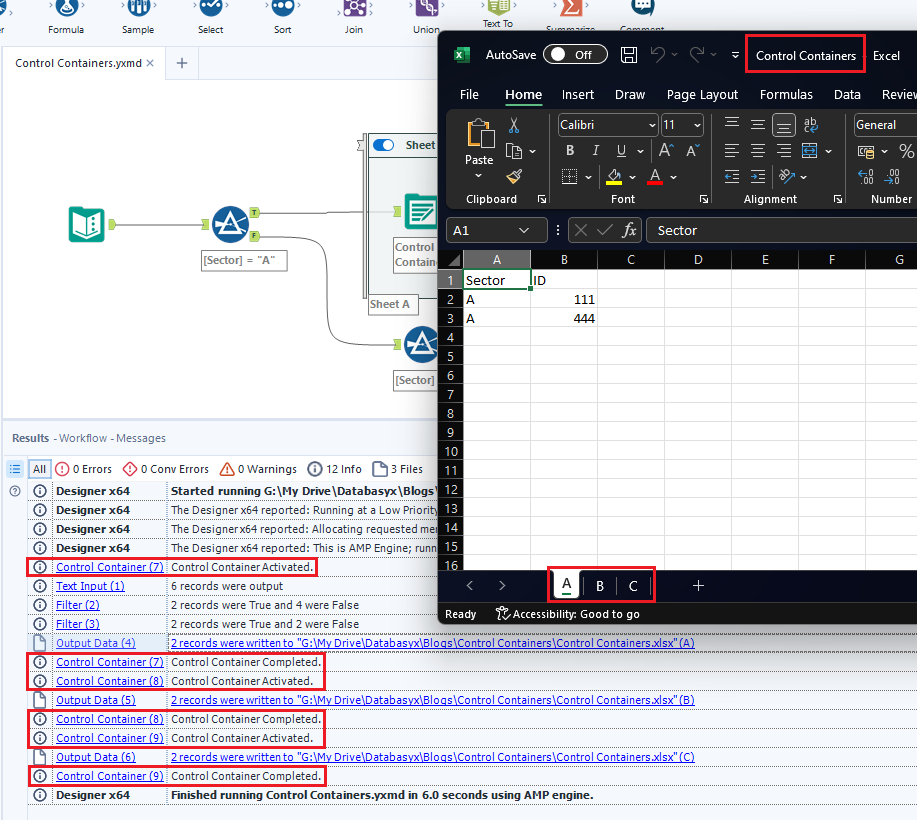 Using Control Containers in Alteryx Designer — Databasyx