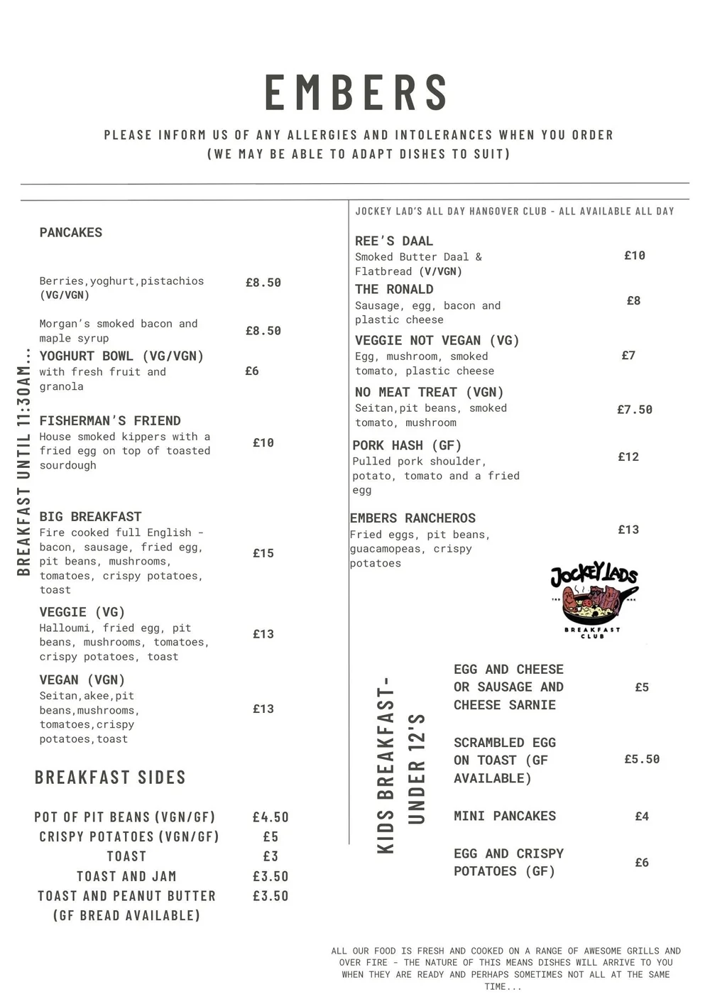 Embers Cafe Menu | Savour Shropshire's Flavours, One Bite at a Time ...