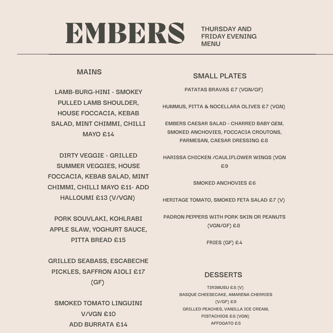 Embers Cafe Menu | Savour Shropshire's Flavours, One Bite at a Time ...
