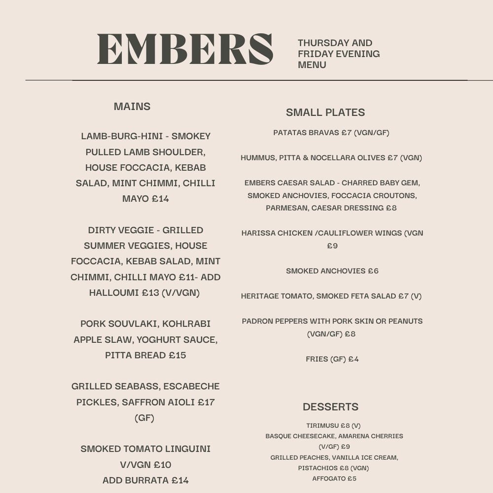 Embers Cafe Menu | Savour Shropshire's Flavours, One Bite at a Time ...
