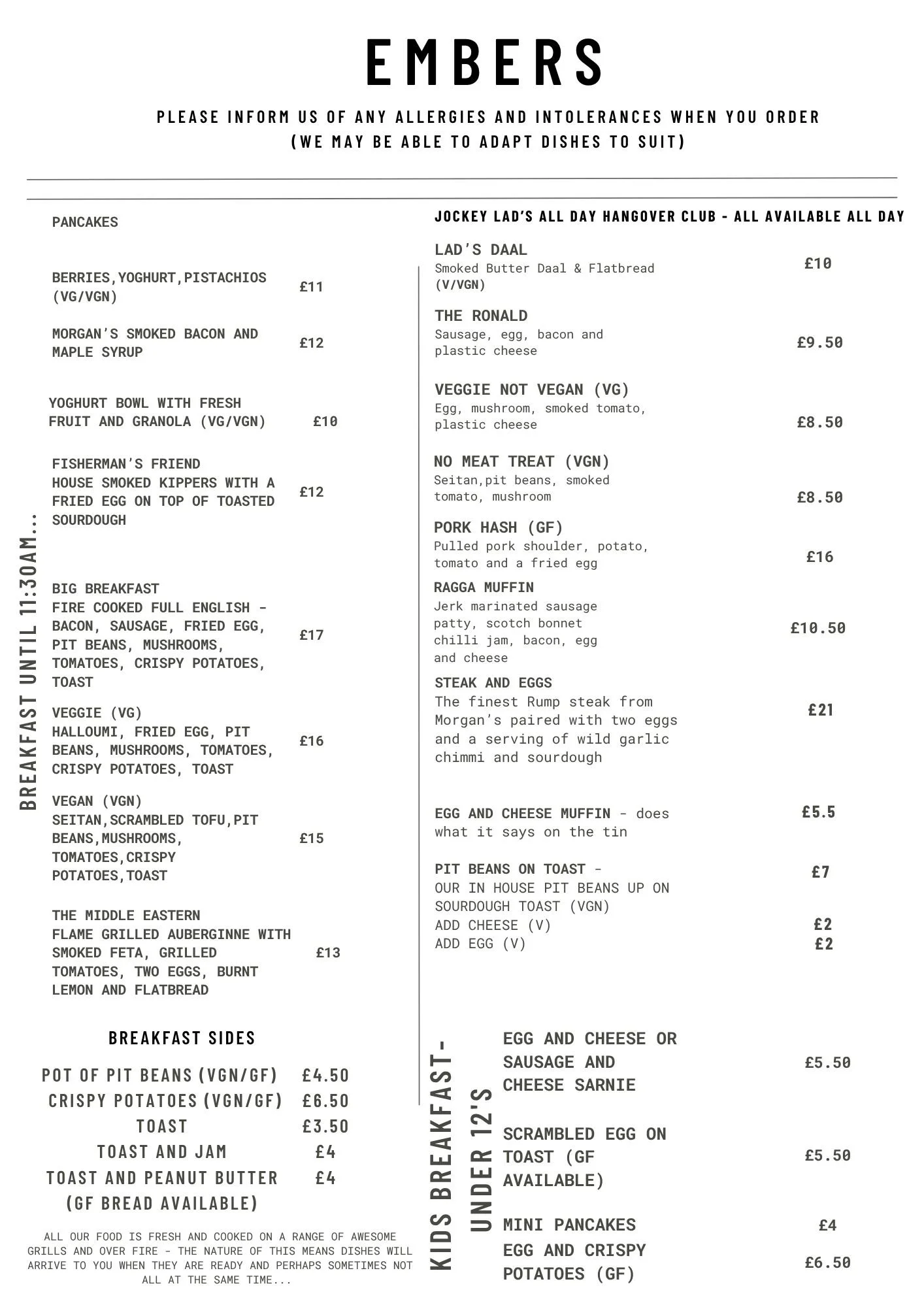 Embers Cafe Menu | Savour Shropshire's Flavours, One Bite at a Time ...