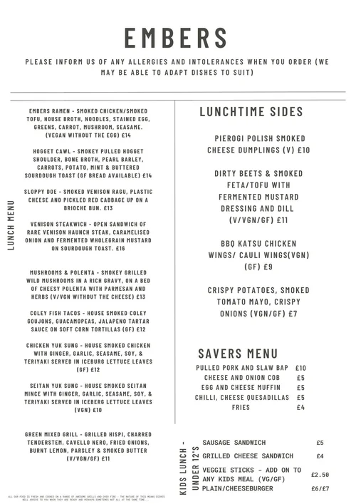 Embers Cafe Menu | Savour Shropshire's Flavours, One Bite at a Time ...