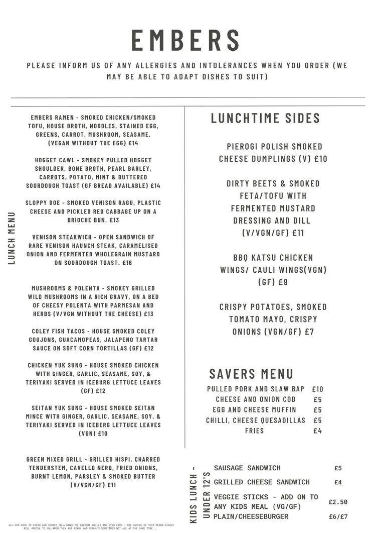 Embers Cafe Menu | Savour Shropshire's Flavours, One Bite at a Time ...