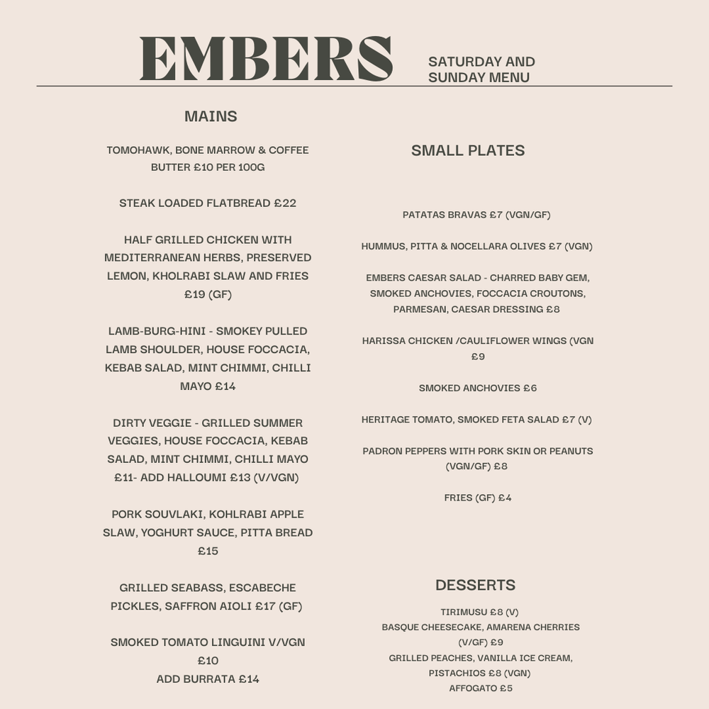 Embers Cafe Menu | Savour Shropshire's Flavours, One Bite at a Time ...