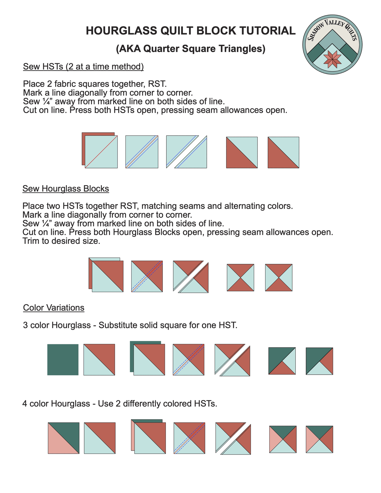 Hourglass Quilt Block Tutorial — Shadow Valley Quilts