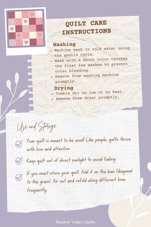 How to care for your handmade quilt — Shadow Valley Quilts