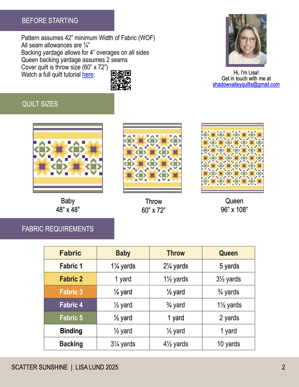 Scatter Sunshine Quilt Pattern (Paper) — Shadow Valley Quilts