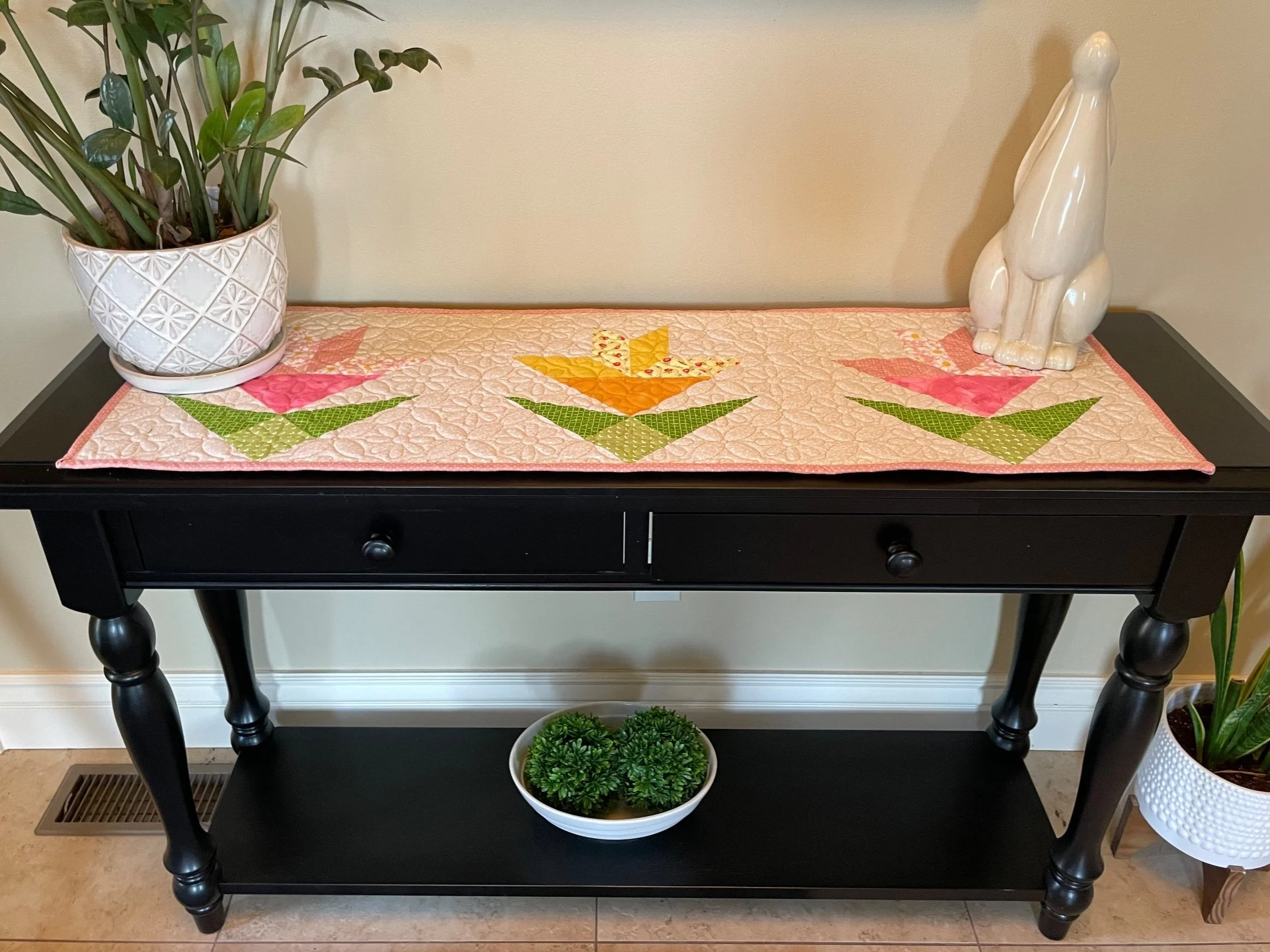 Quilted Spring Floral Table Runner for Easter Tablescape — Shadow ...