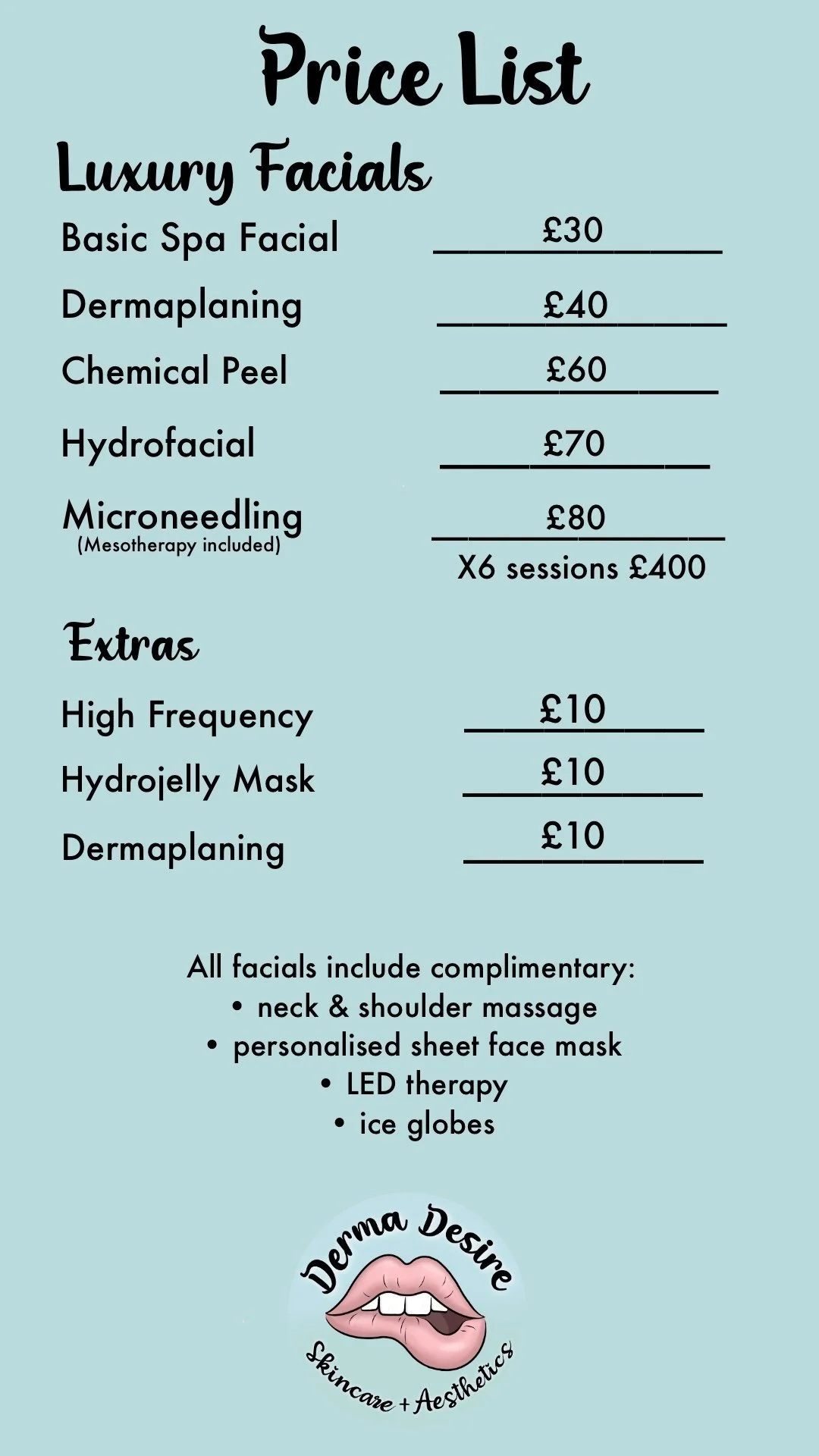 Price List — Derma Desire