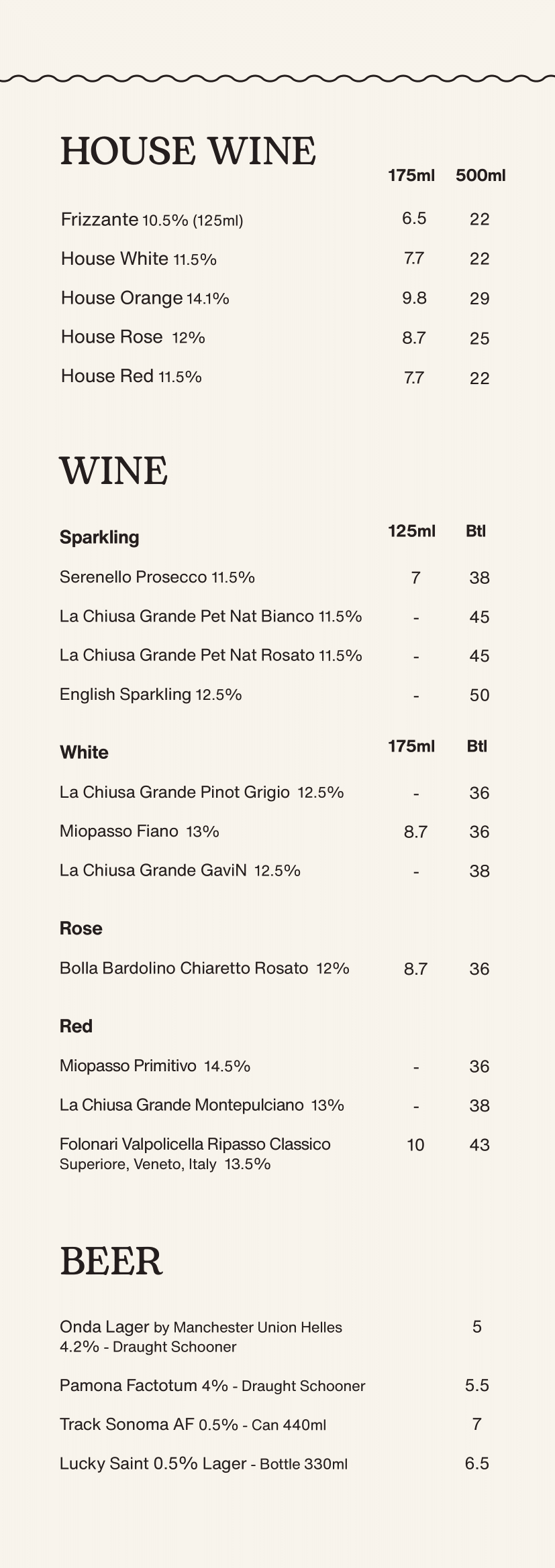 Menu — Onda