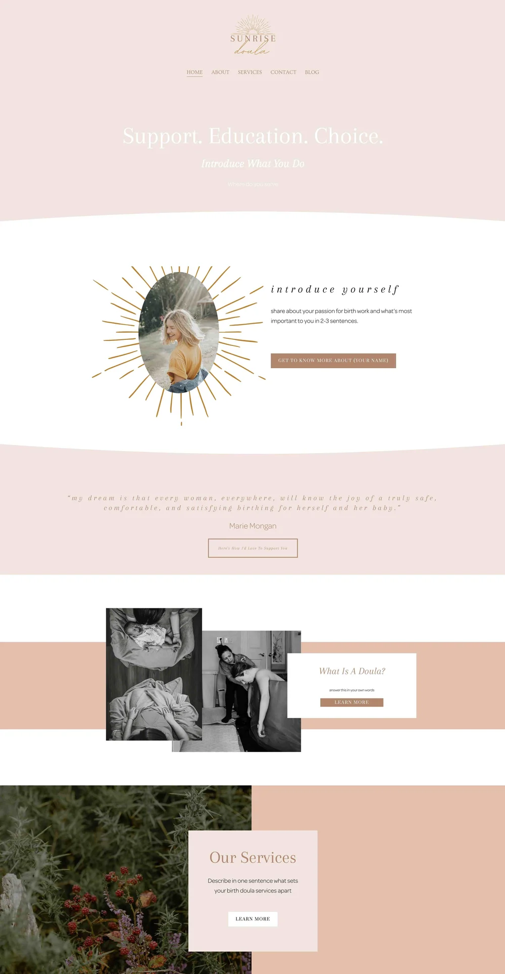 Doula Website Template | Squarespace Design Feminine Classic — Hanna ...