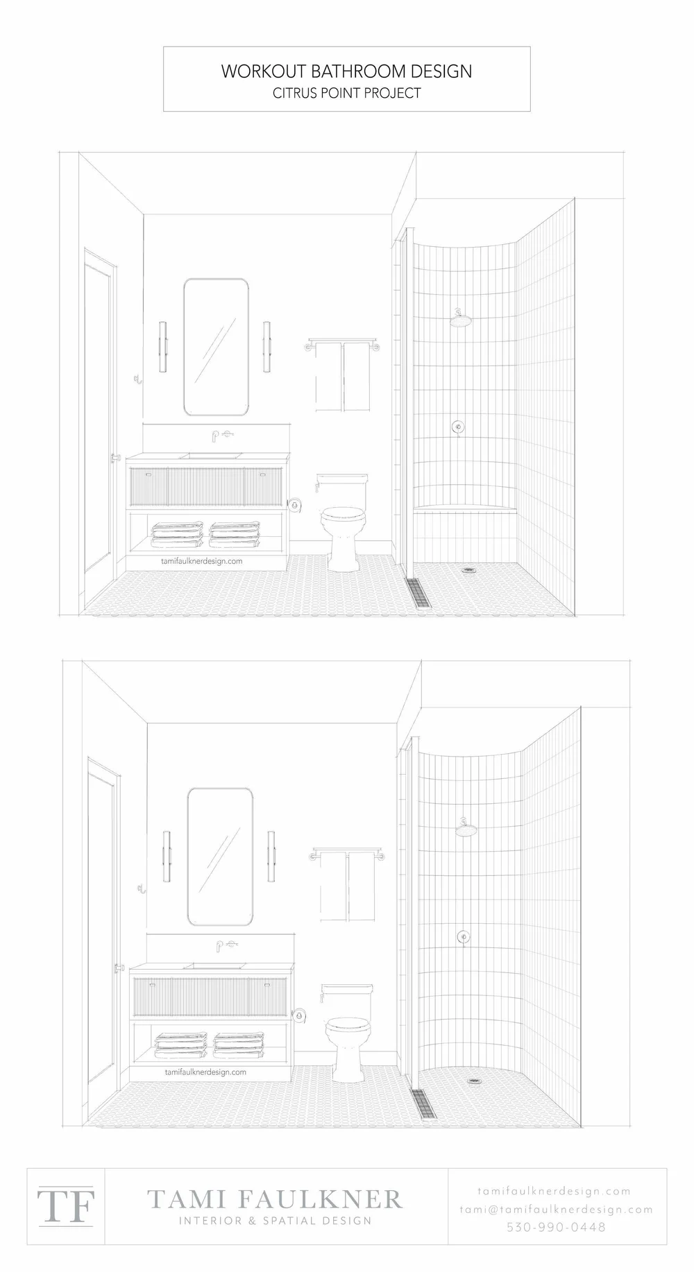 WORKOUT BATHROOM DESIGN - CURVED SHOWER WALL FEATURE — Tami Faulkner ...