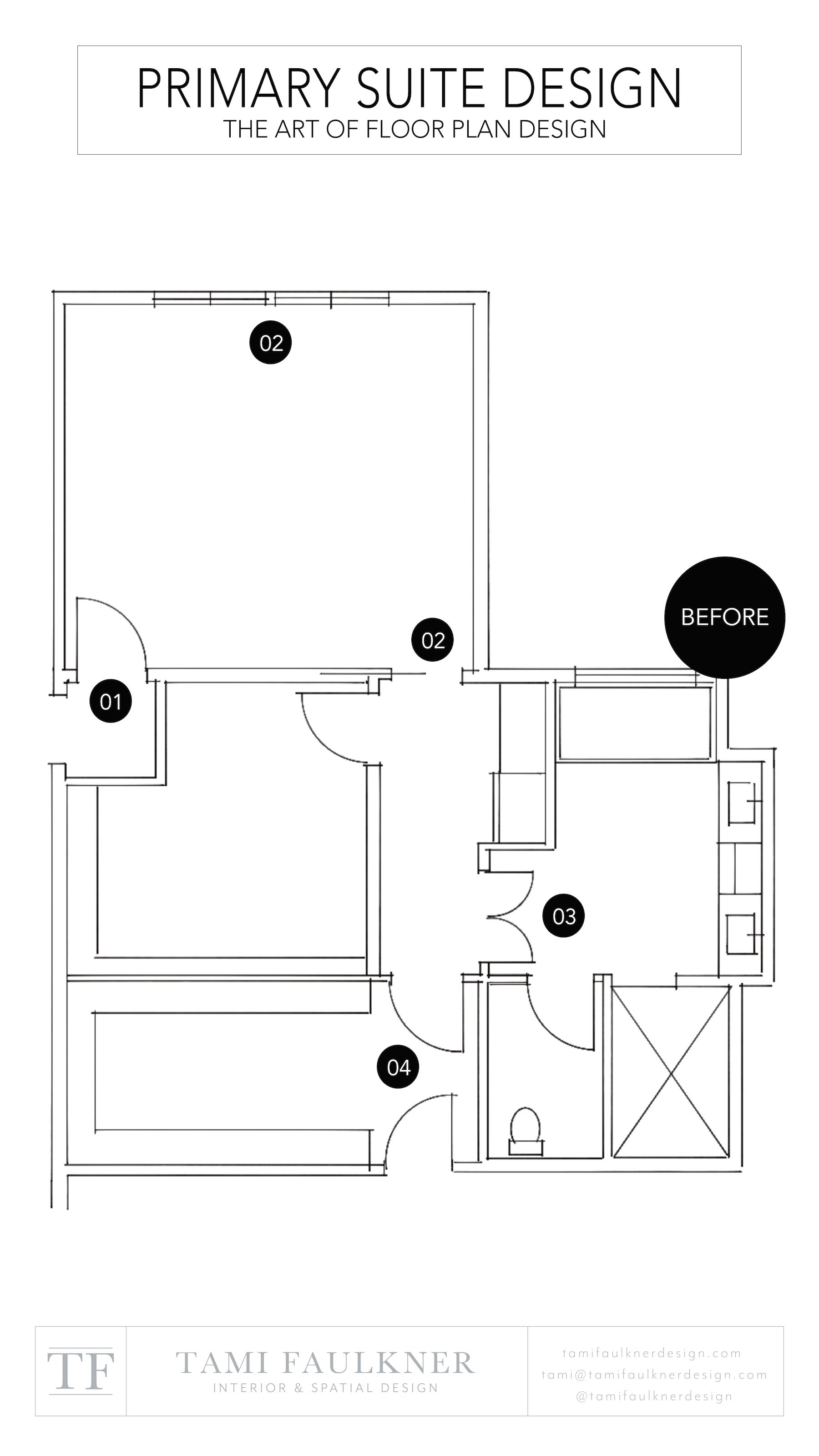 PRIMARY SUITE FLOOR PLAN LAYOUT TRANSFORMATION - BEFORE AND AFTER ...