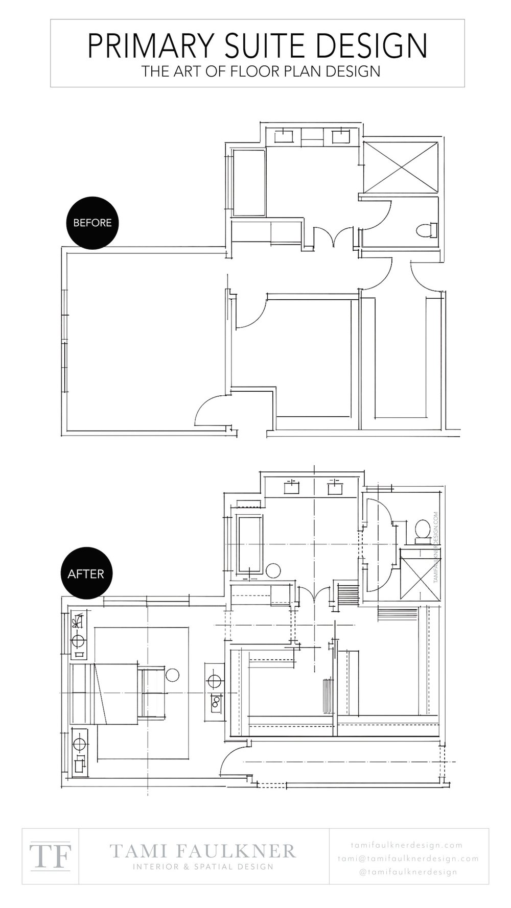PRIMARY SUITE FLOOR PLAN LAYOUT TRANSFORMATION - BEFORE AND AFTER ...