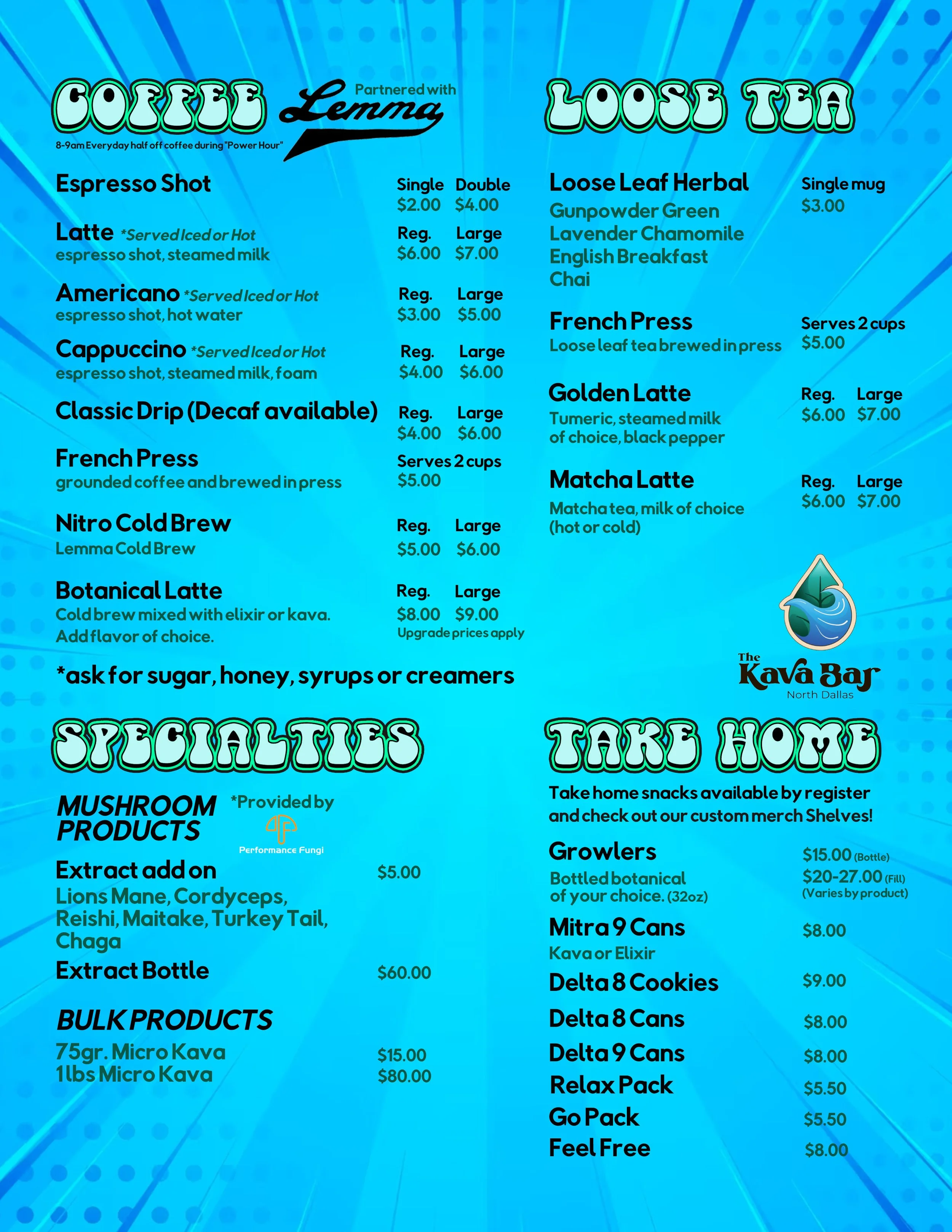 Menu 1 — The Kava Bar