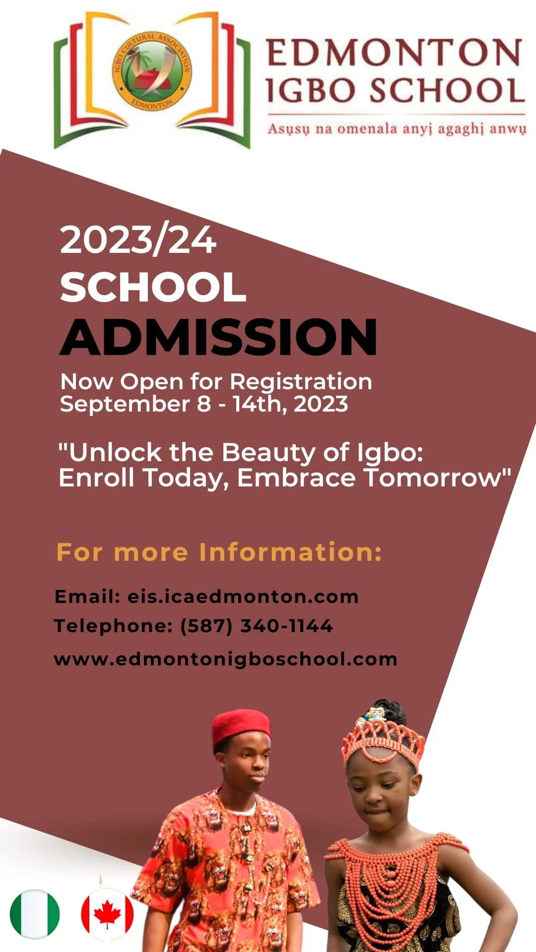 Register today — Edmonton Igbo School