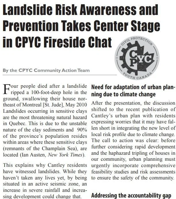 L’ÉCHO de CANTLEY: Landslide Risk Awareness and Prevention — Civil ...