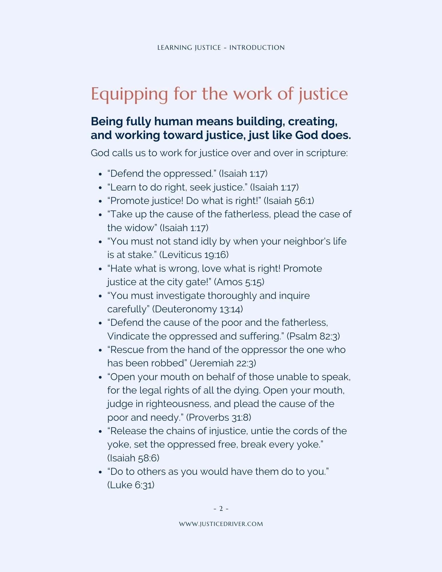 Learning Justice Bible study — Justice Driver