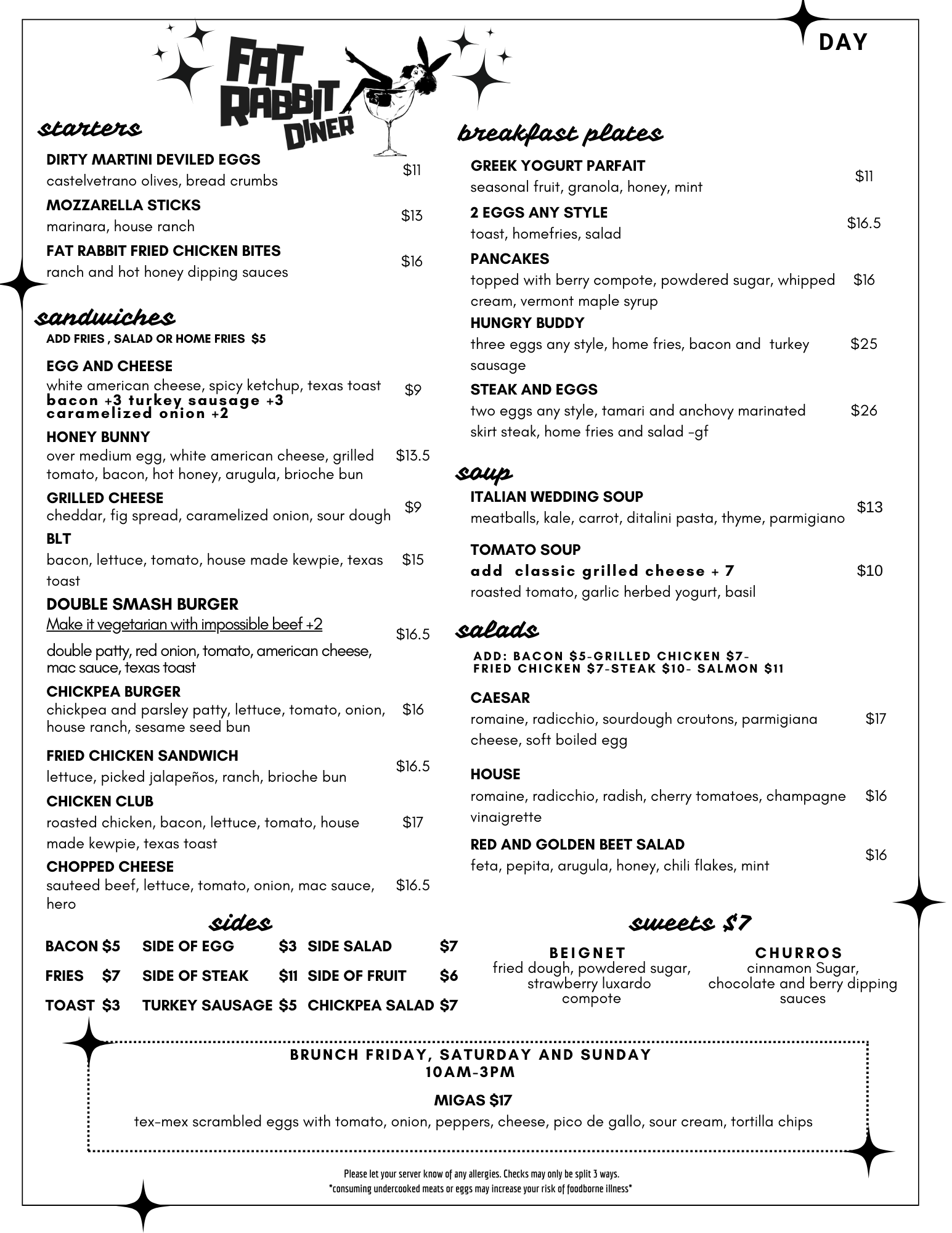 Menu 1 — FAT RABBIT DINER