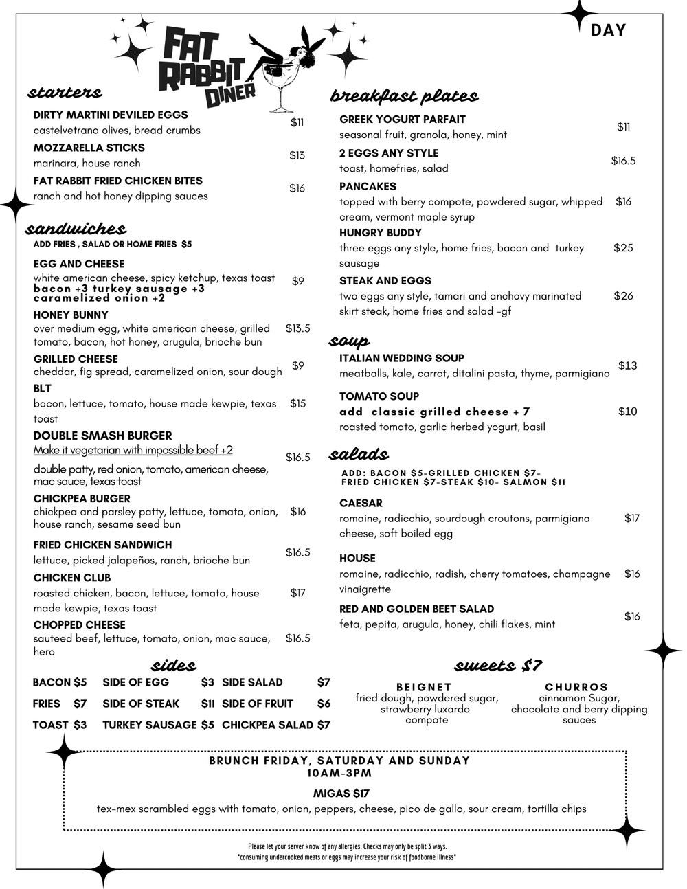 Menu 1 — FAT RABBIT DINER