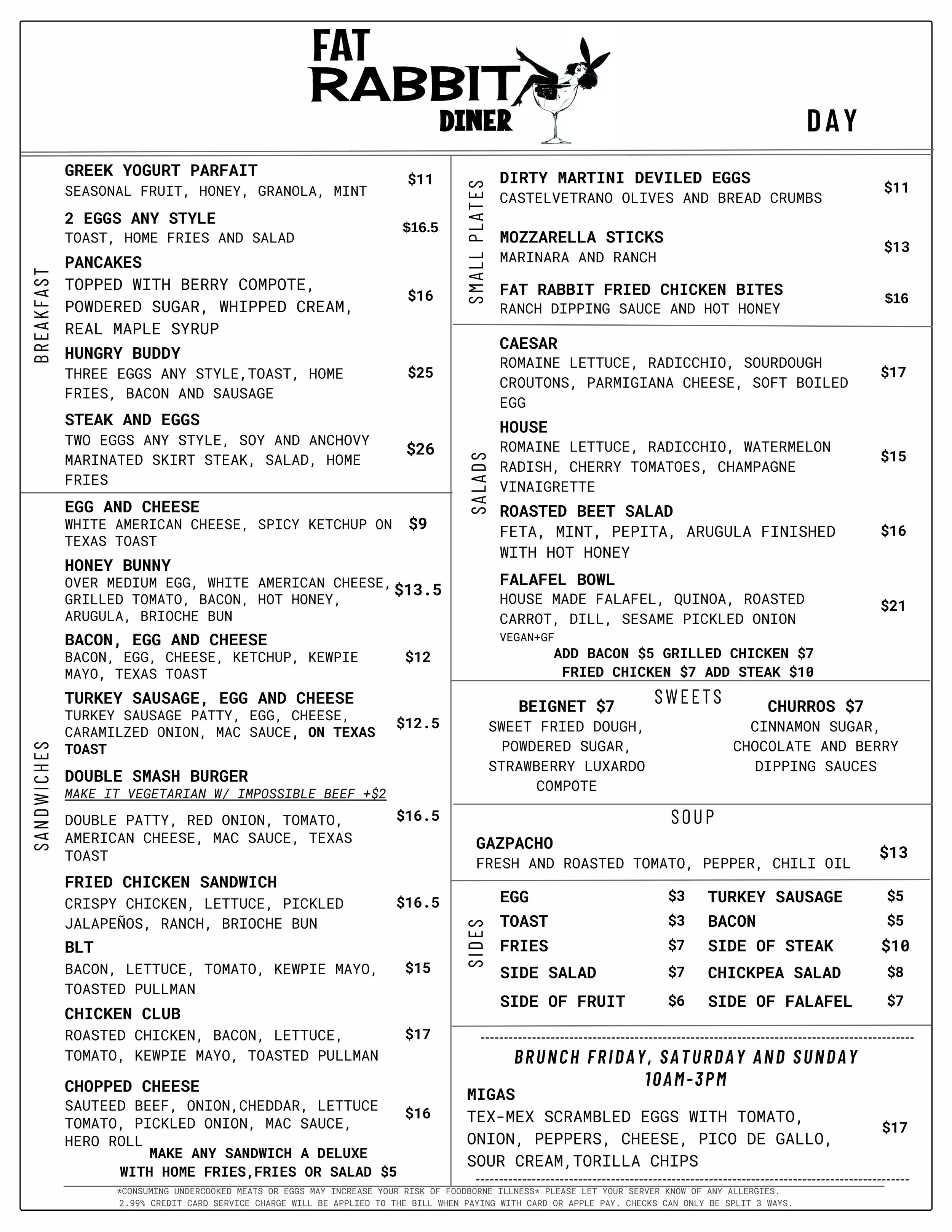 Menu 1 — FAT RABBIT DINER