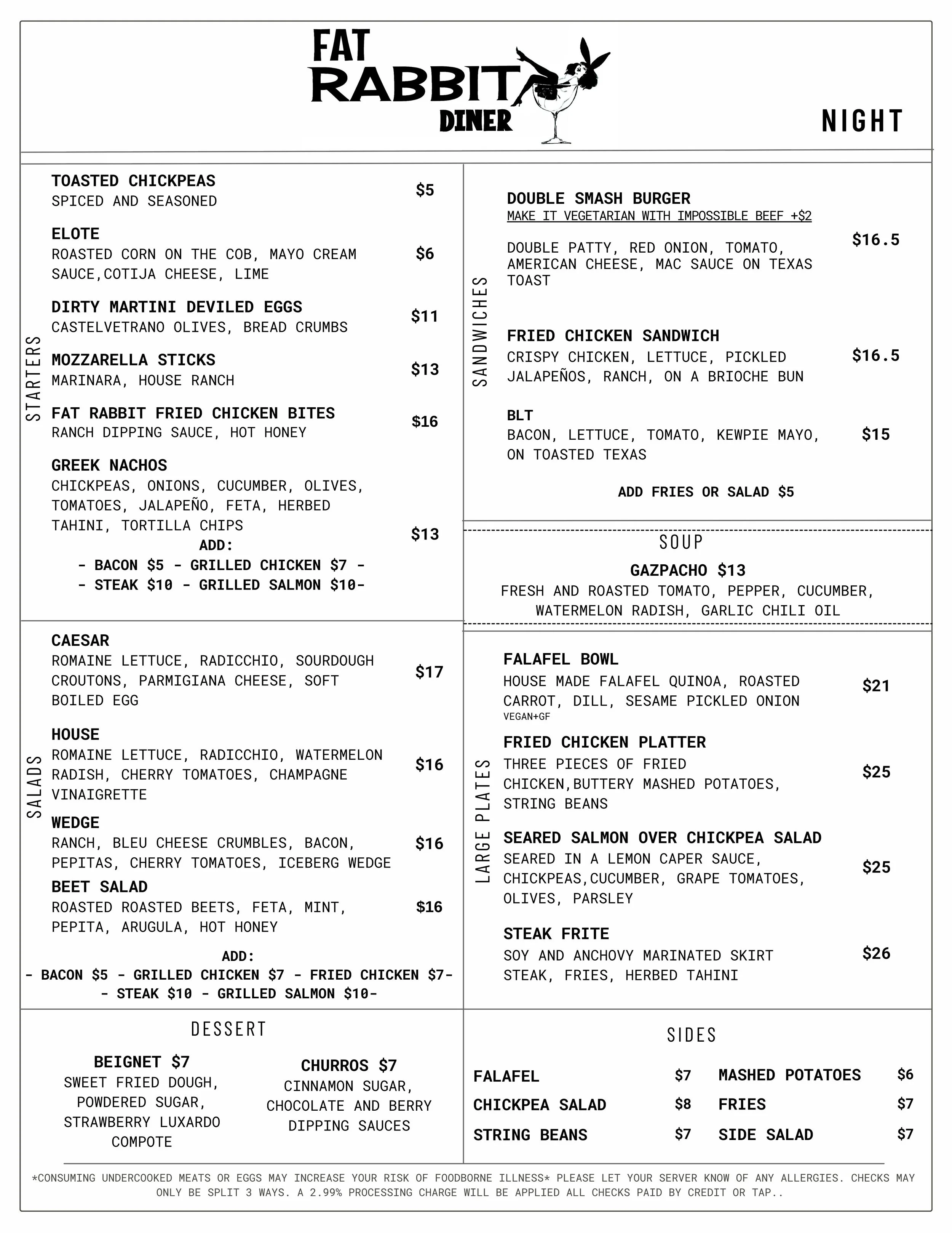 Menu 1 — FAT RABBIT DINER