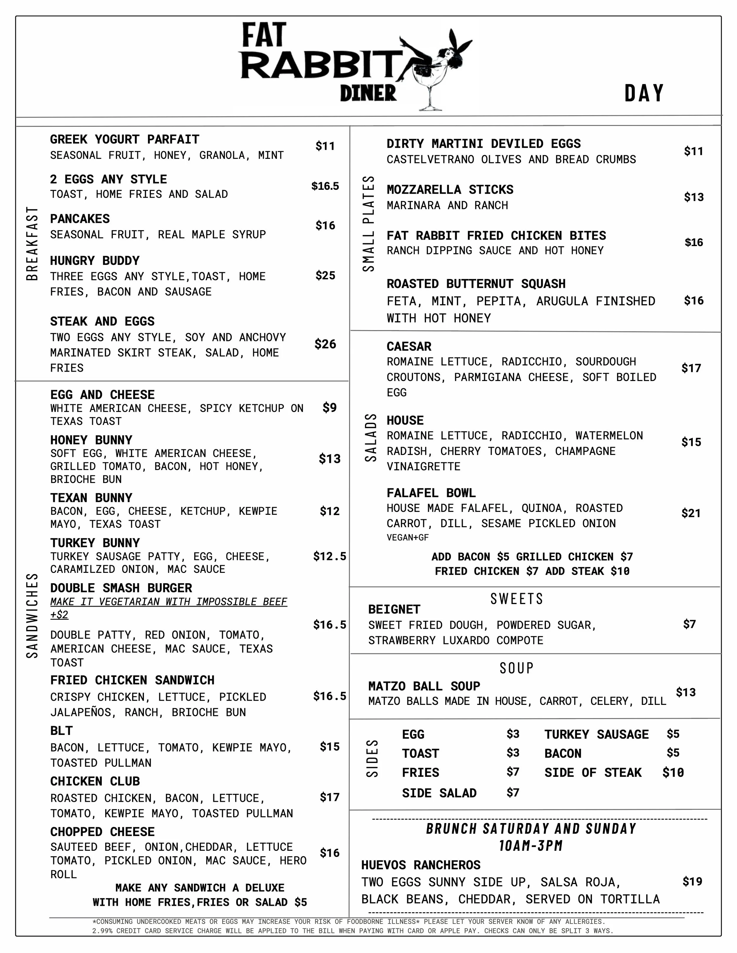 Menu 1 — FAT RABBIT DINER