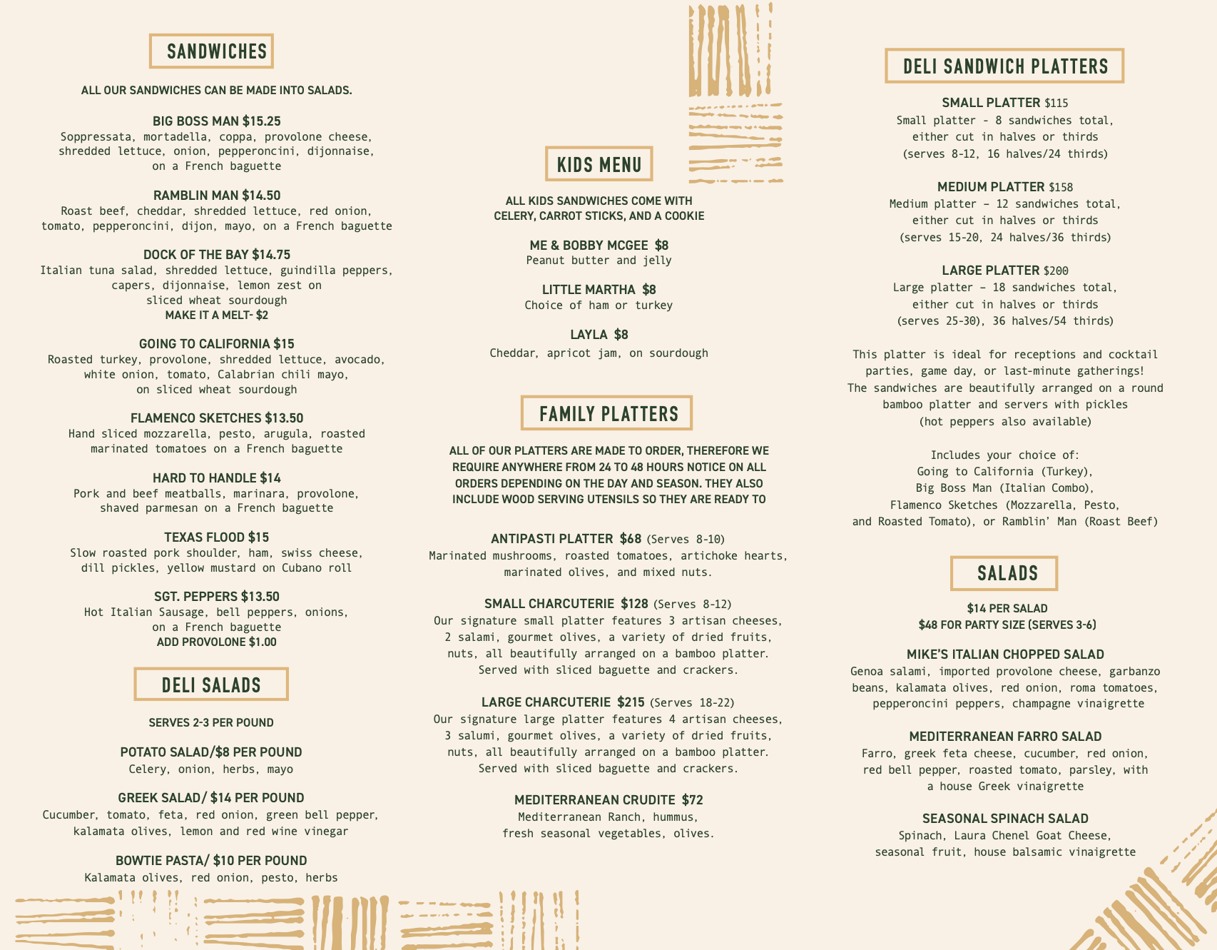 Menu — Nick & Sons Gourmet Market | Manhattan Beach, CA