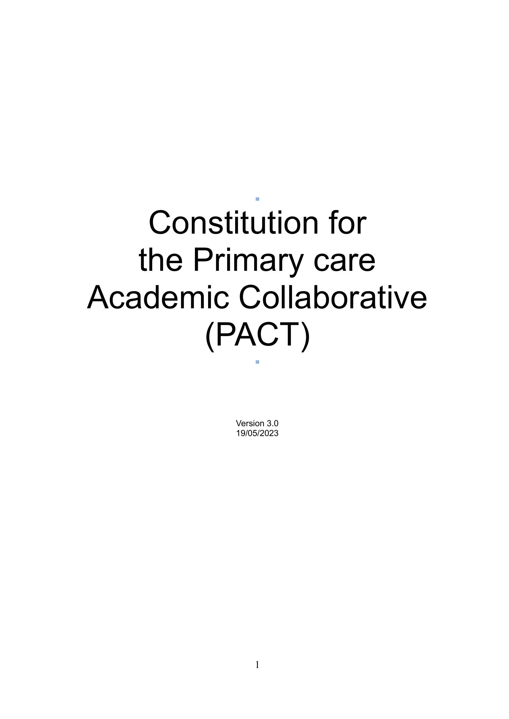 PACT constitution — Primary care Academic CollaboraTive (PACT)