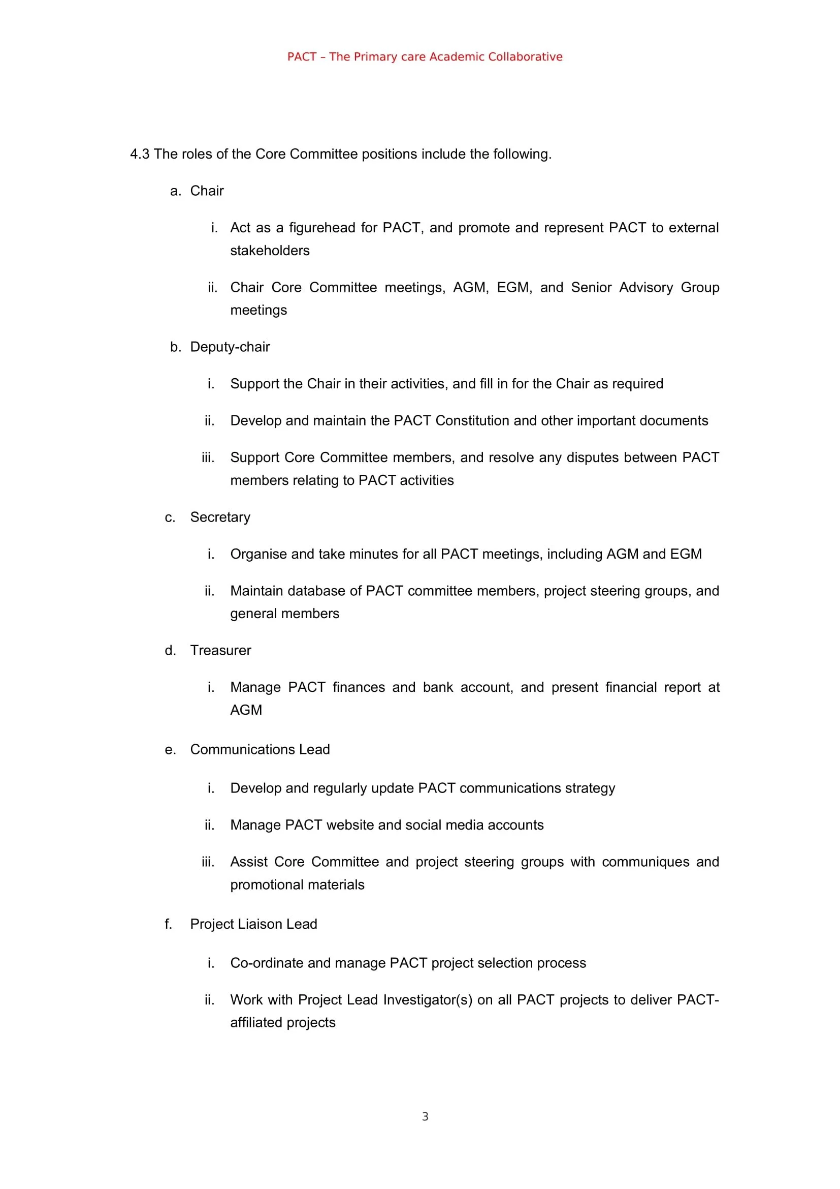 PACT constitution — Primary care Academic CollaboraTive (PACT)