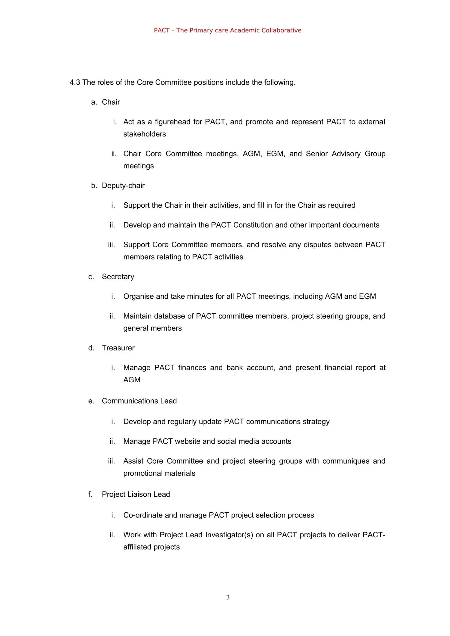 PACT constitution — Primary care Academic CollaboraTive (PACT)