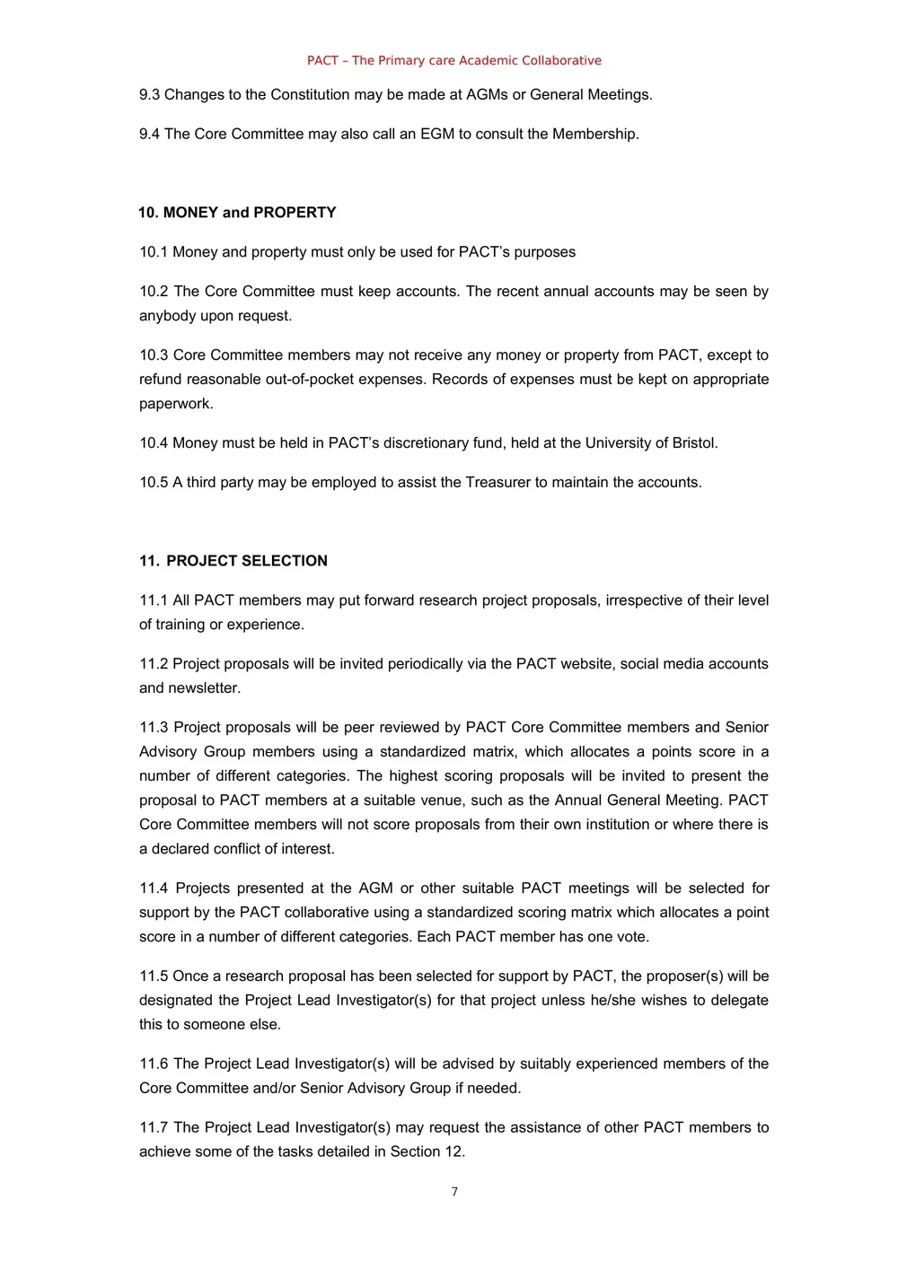 PACT constitution — Primary care Academic CollaboraTive (PACT)