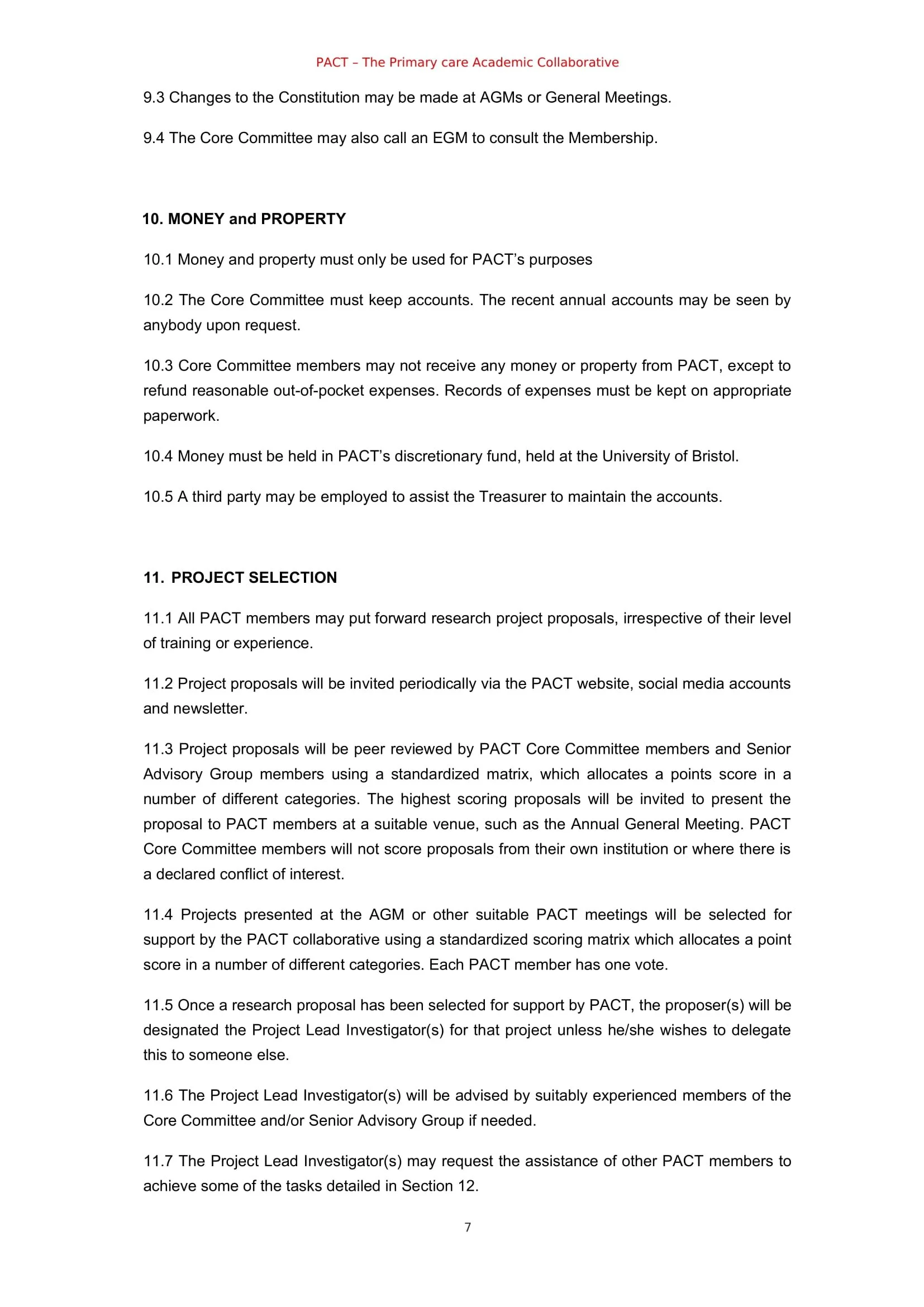 PACT constitution — Primary care Academic CollaboraTive (PACT)